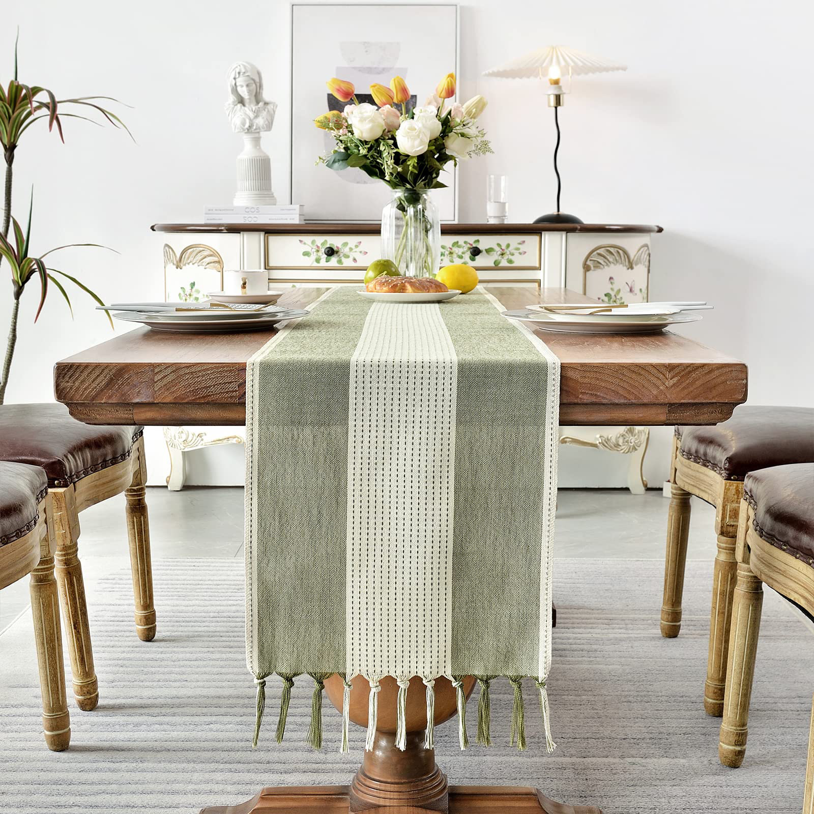 Latitude Run® Table Runner, Farmhouse Macrame Table Runners 90 Inches ...