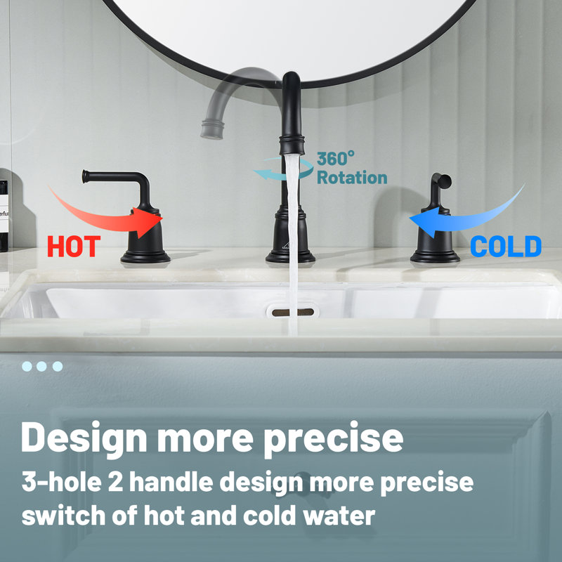 CASAINC 8-inch Widespread Faucet 2-handle Bathroom Faucet with Drain ...