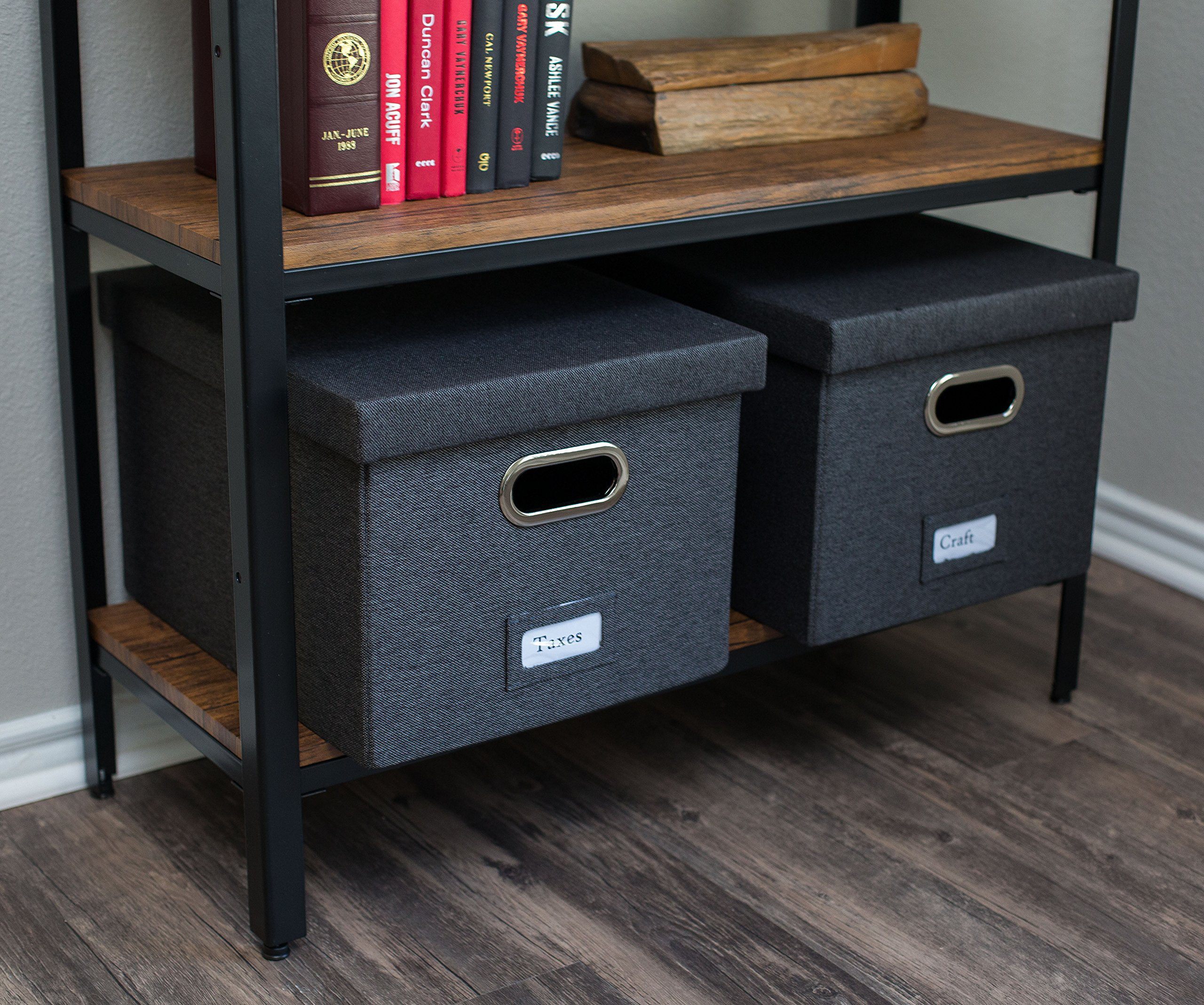 shuoli Collapsible File Storage Organizer With Lid - Decorative Linen ...