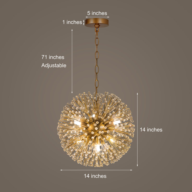 House of Hampton® Corbel Modern 6-light Sputnik Sphere Chandelier With ...