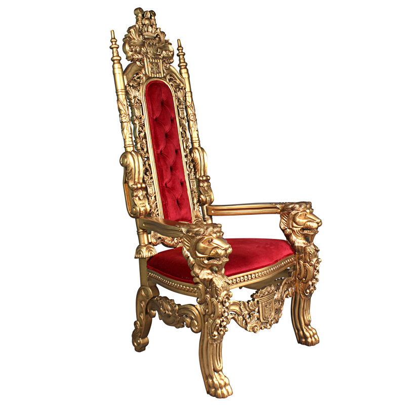 Design Toscano Lord Raffles Throne Armchair in Gold/Red | Wayfair