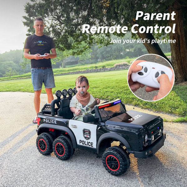 Outfunny 24V 4WD Ride on Police Car, Kids Ride on Toy Truck with Remote ...
