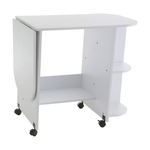 Wildon Home® Sewing Table with Sewing Machine Platform and Wheels ...