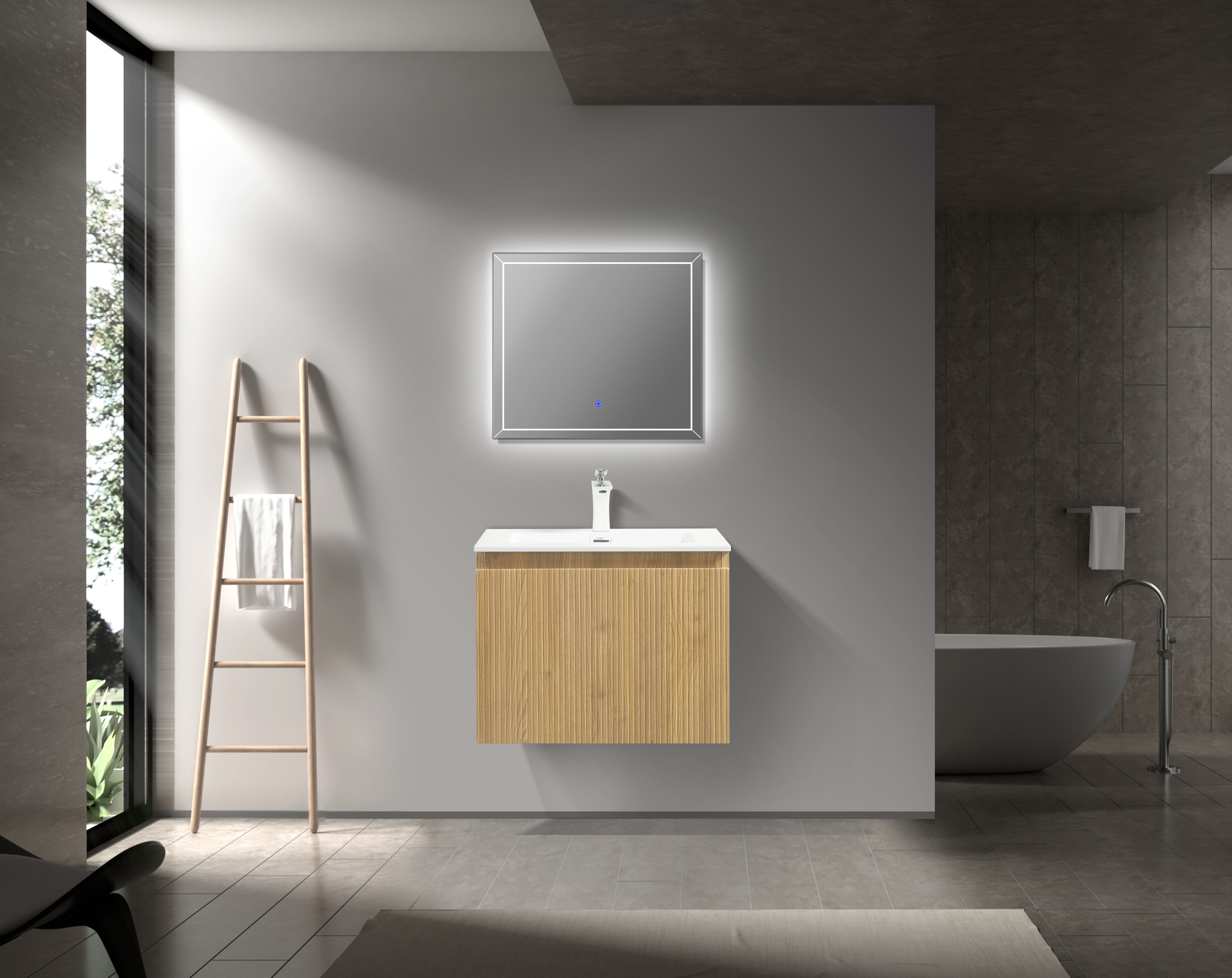 Ebern Designs Massias Floating Bathroom Vanity Set Single Resin Basin ...