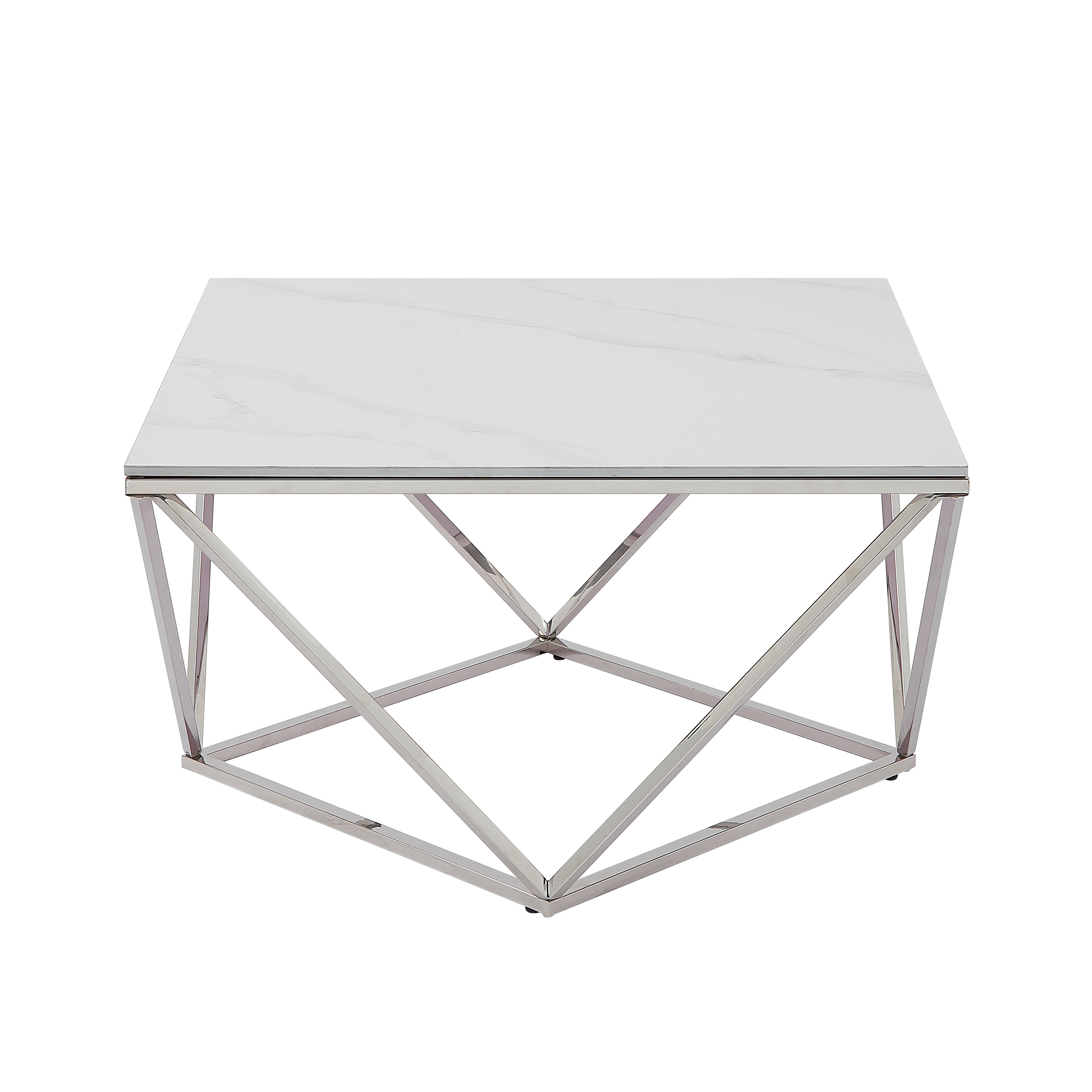 Wrought Studio™ Modern White Sintered Stone Top Coffee Table With ...