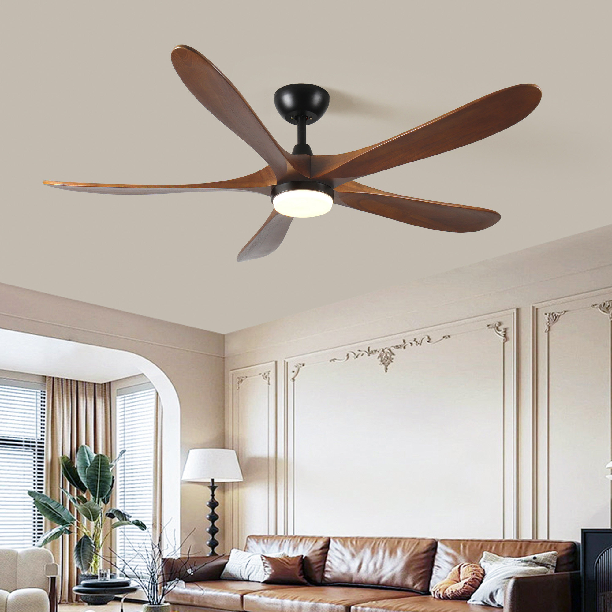 Ivy Bronx 5 blade solid wood 52 inch ceiling fan light | Wayfair