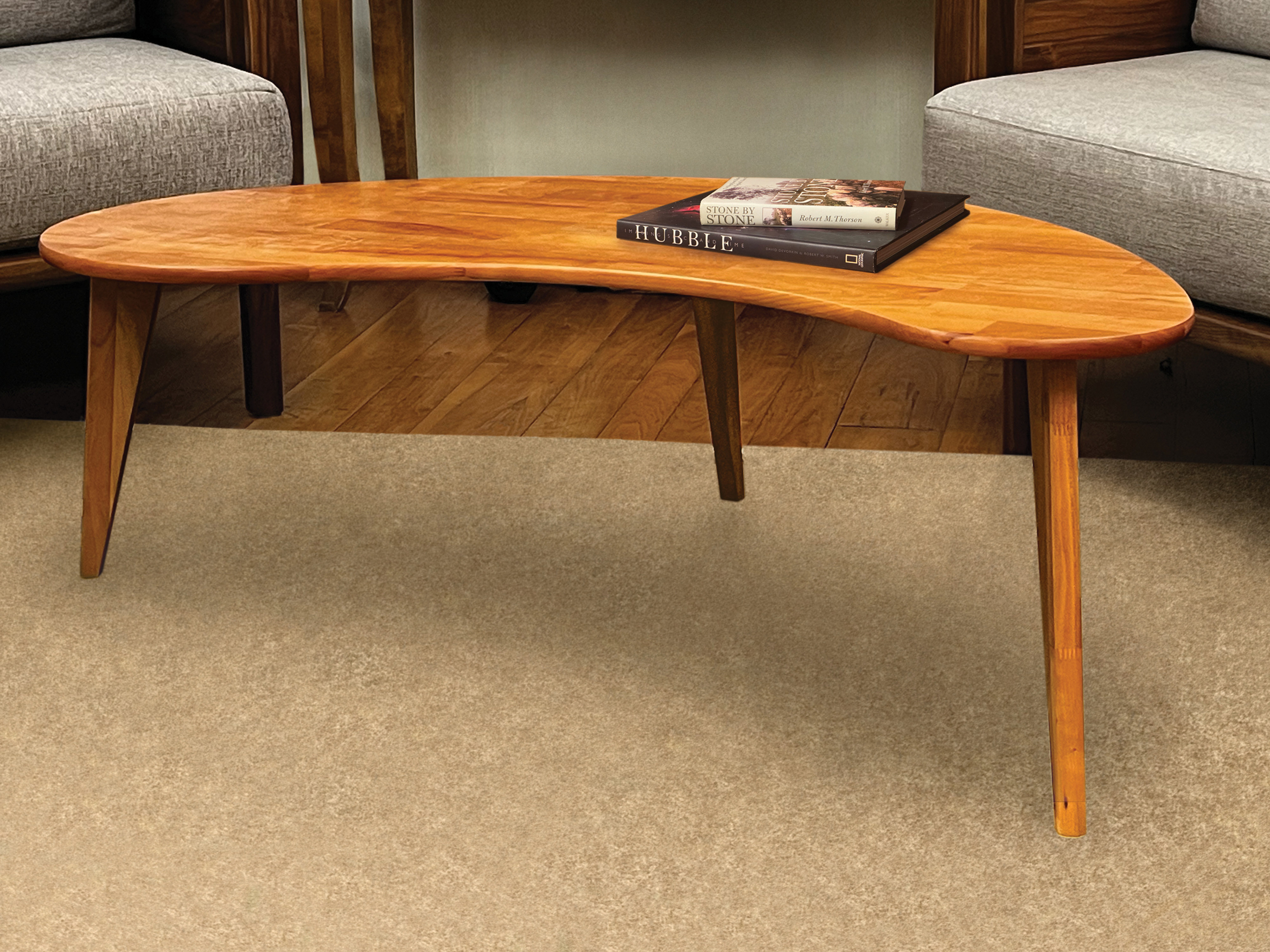 George Oliver Duane Kidney Coffee Table With Wood Legs - Wayfair Canada