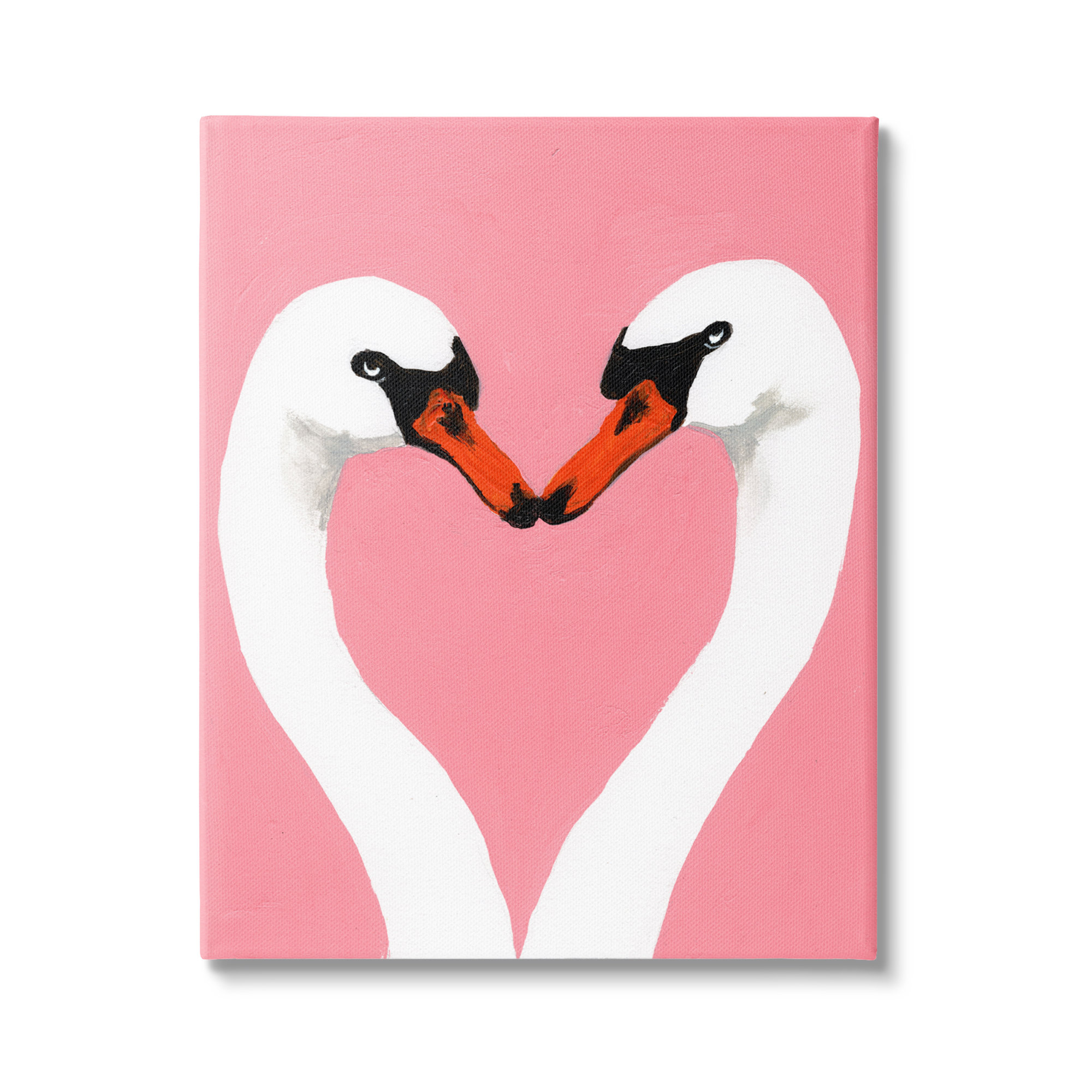 Stupell Industries Au-918-Canvas Pink Swan Beaks Heart Shape On Canvas ...