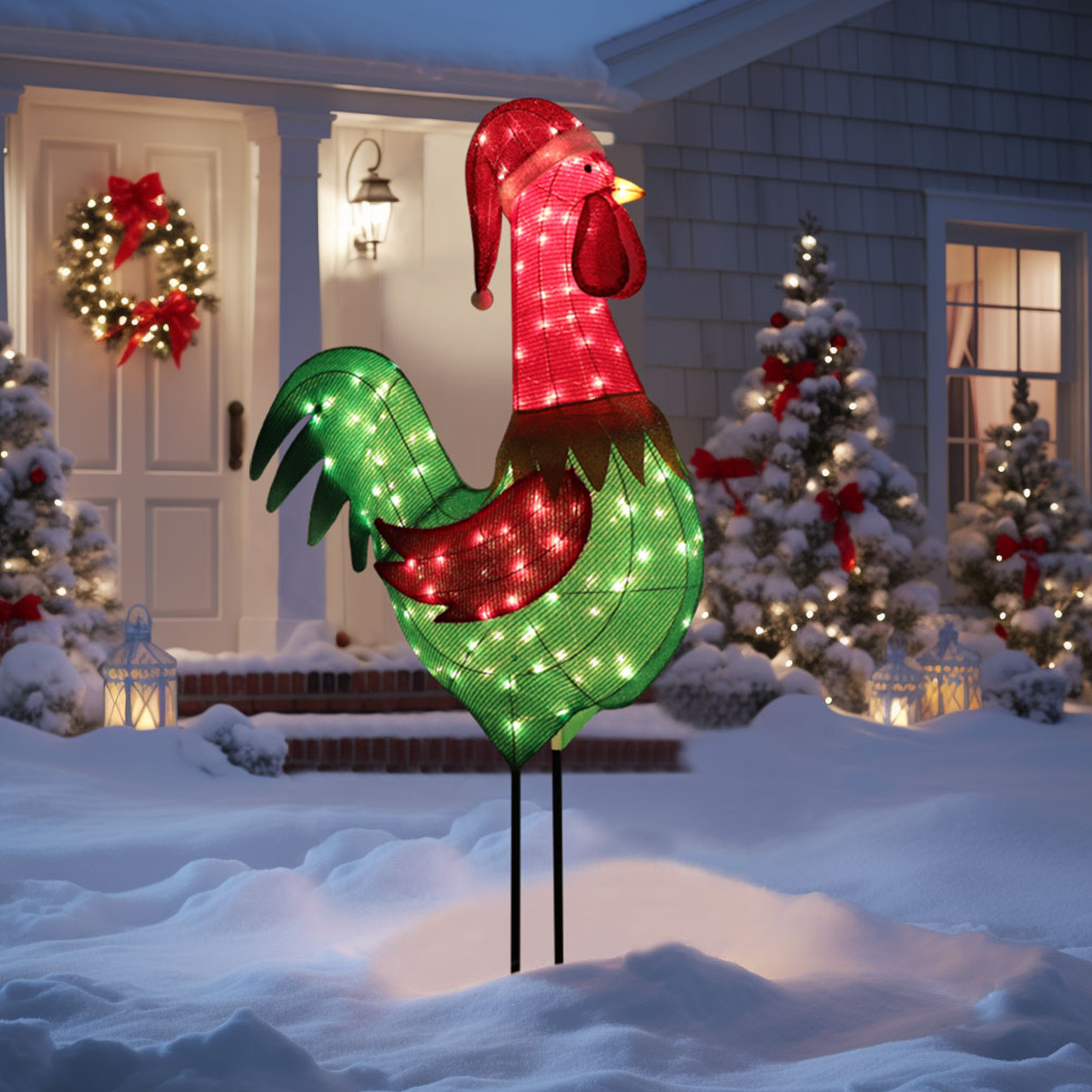 The Holiday Aisle® Gutierrez 6FT Lighted Rooster Outdoor Christmas ...