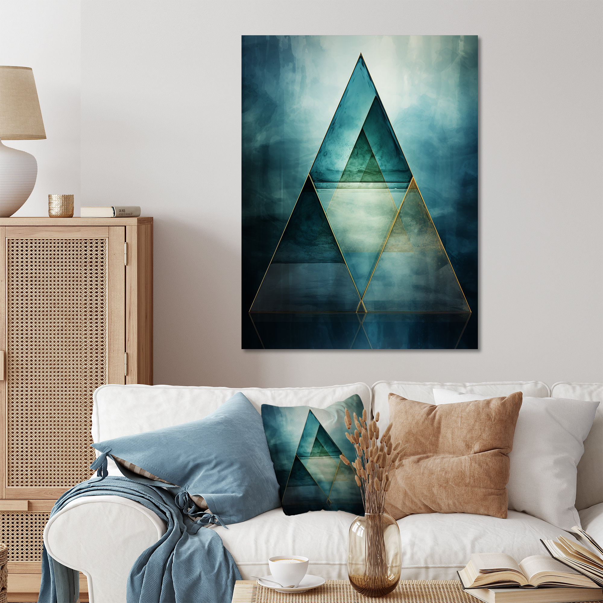 Ivy Bronx Emerald Blue Pyramid Shapes I - Abstract Metal Wall Art Decor ...