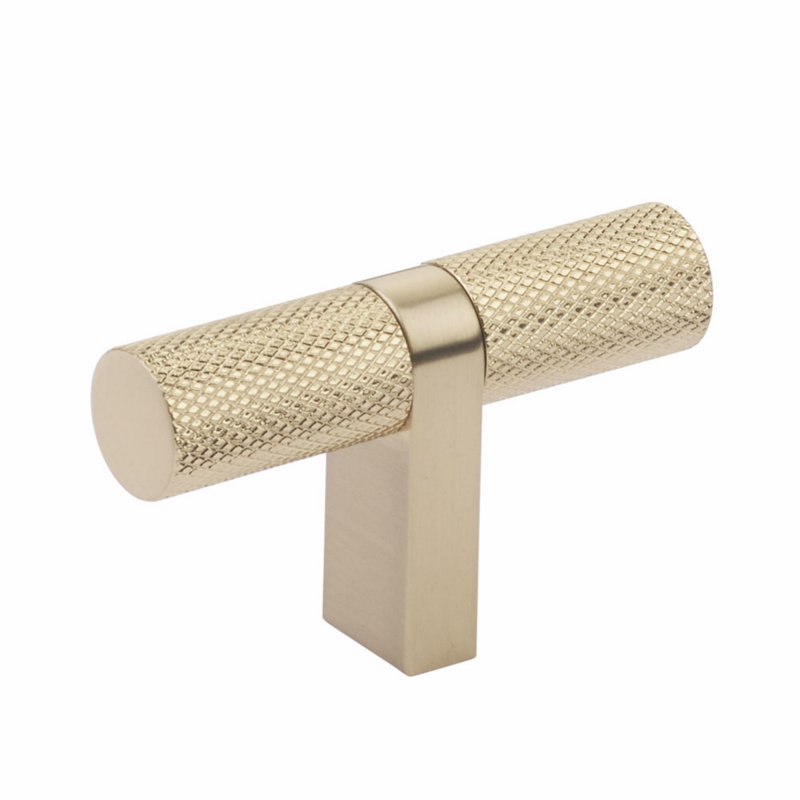 Emtek Select Cabinet T-Knob 2-1/4", Rectangular Bar Stem & Knurled Pull ...