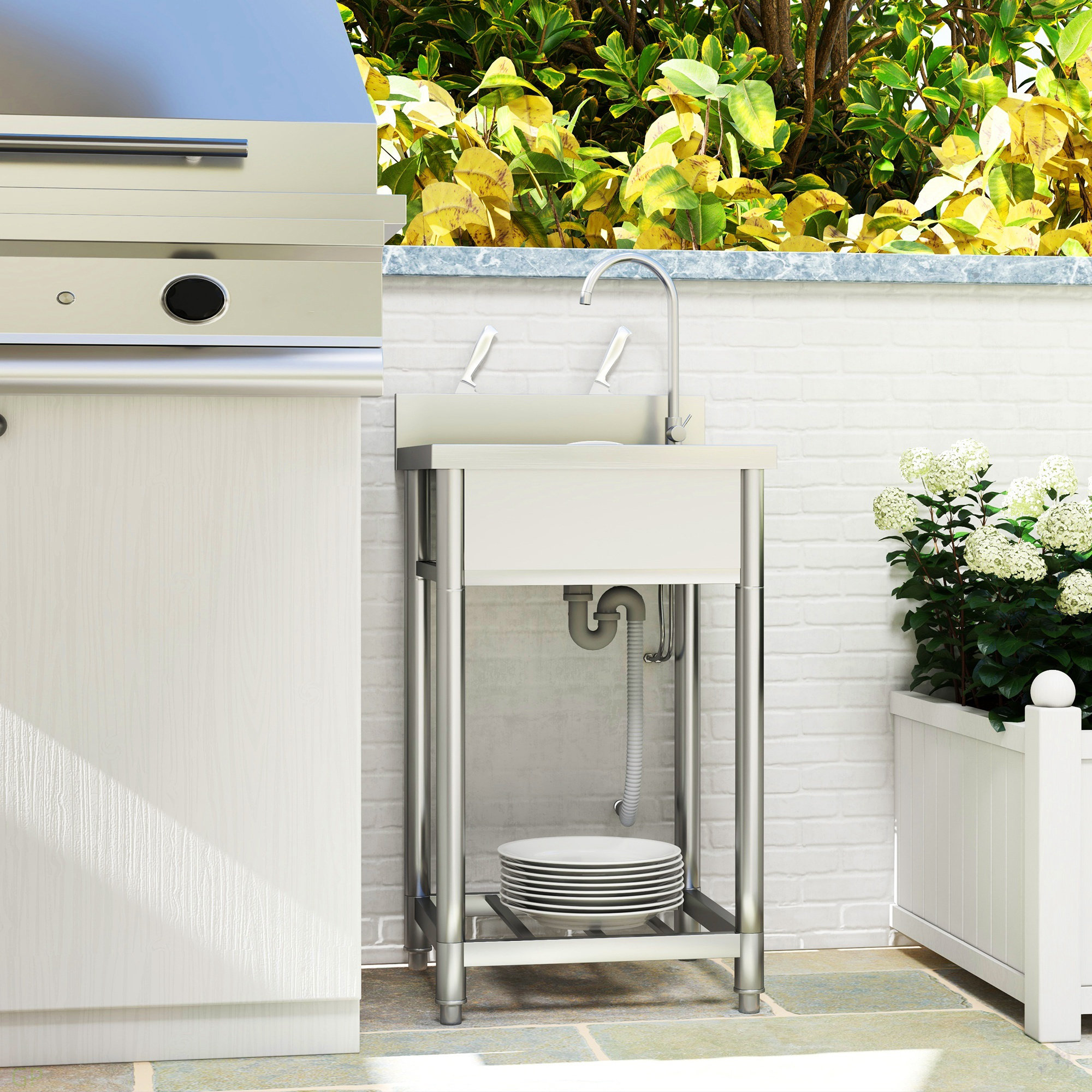 17 Stories Outdoor Utility Sink, Deep Stainless Steel Sink, Free ...