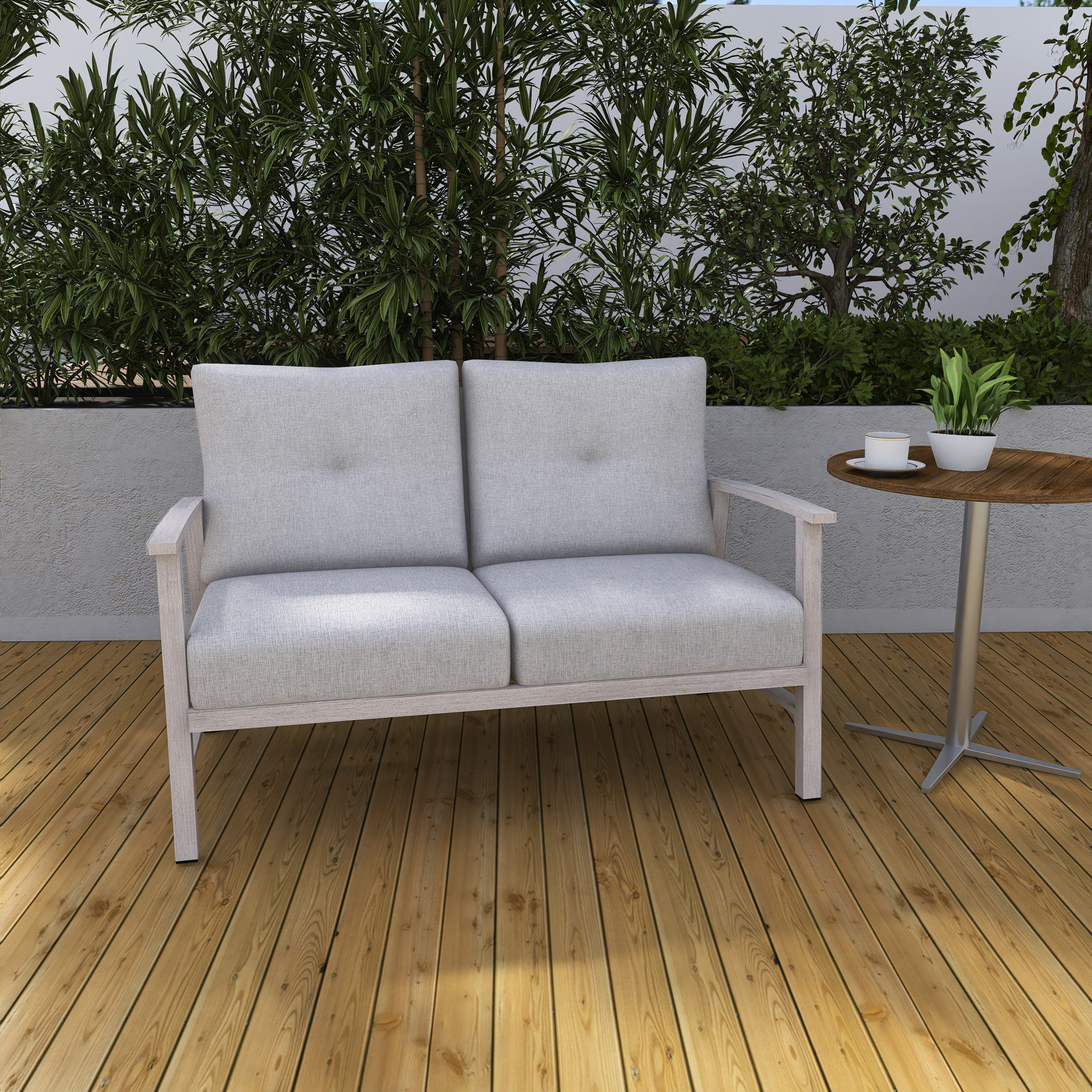 Winston Porter 52 In. Aluminum Outdoor Patio Sofa With Cushions ...