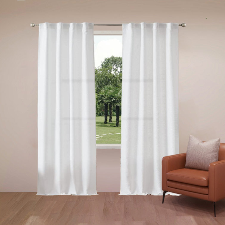 Eider & Ivory™ Medrick Linen Semi Sheer Curtain Pair | Wayfair