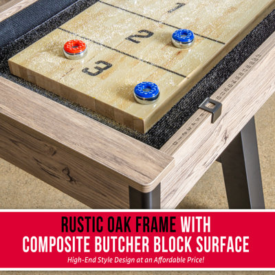 GoSports Premium 9 ft Shuffleboard Table with 8 Pucks, Shuffleboard Wax ...