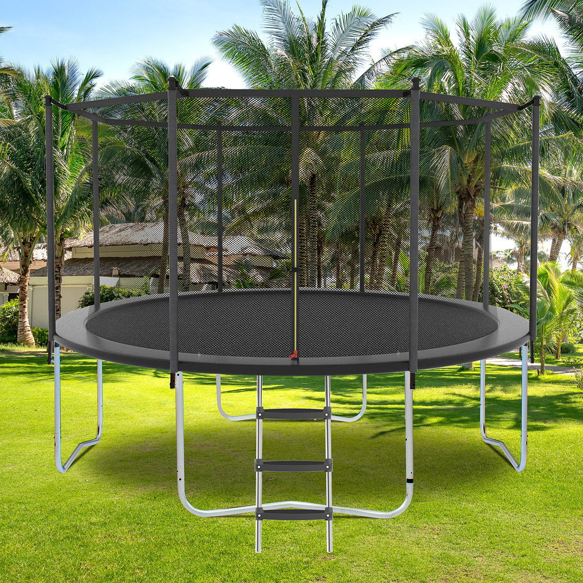 WANDINGT 8FT Trampoline With Safety Enclosure Net, Outdoor Trampoline ...