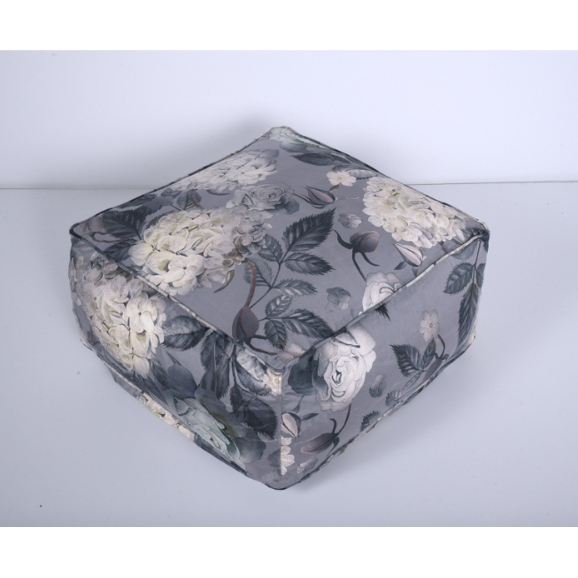 Lark Manor™ Large Square Rest Pouf - Flower Print Gray & Floor Pillow ...
