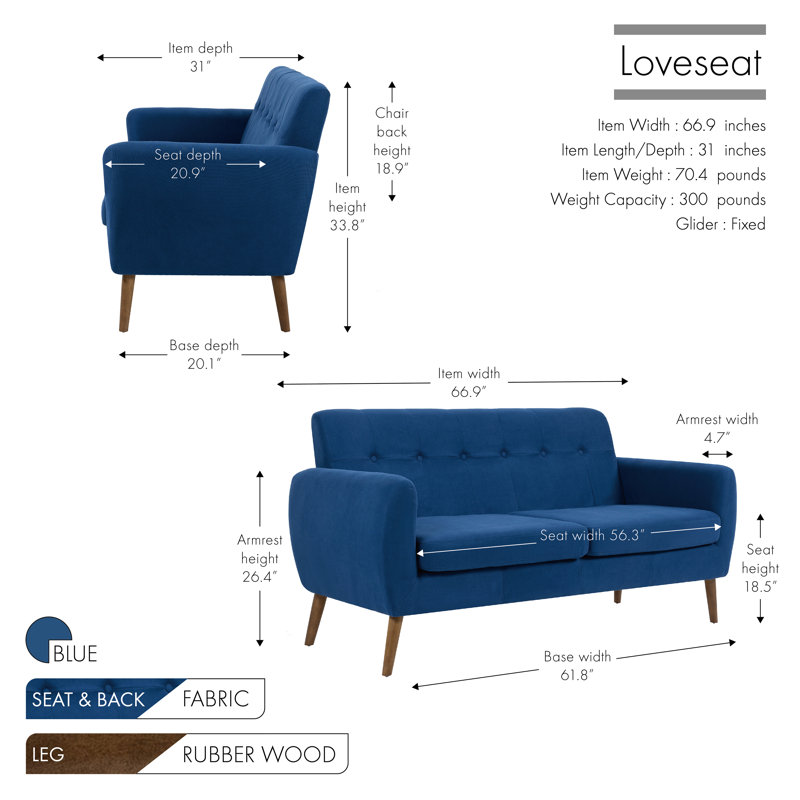 Wade Logan® Atifa Apollos 66.9'' Wide Loveseat | Wayfair