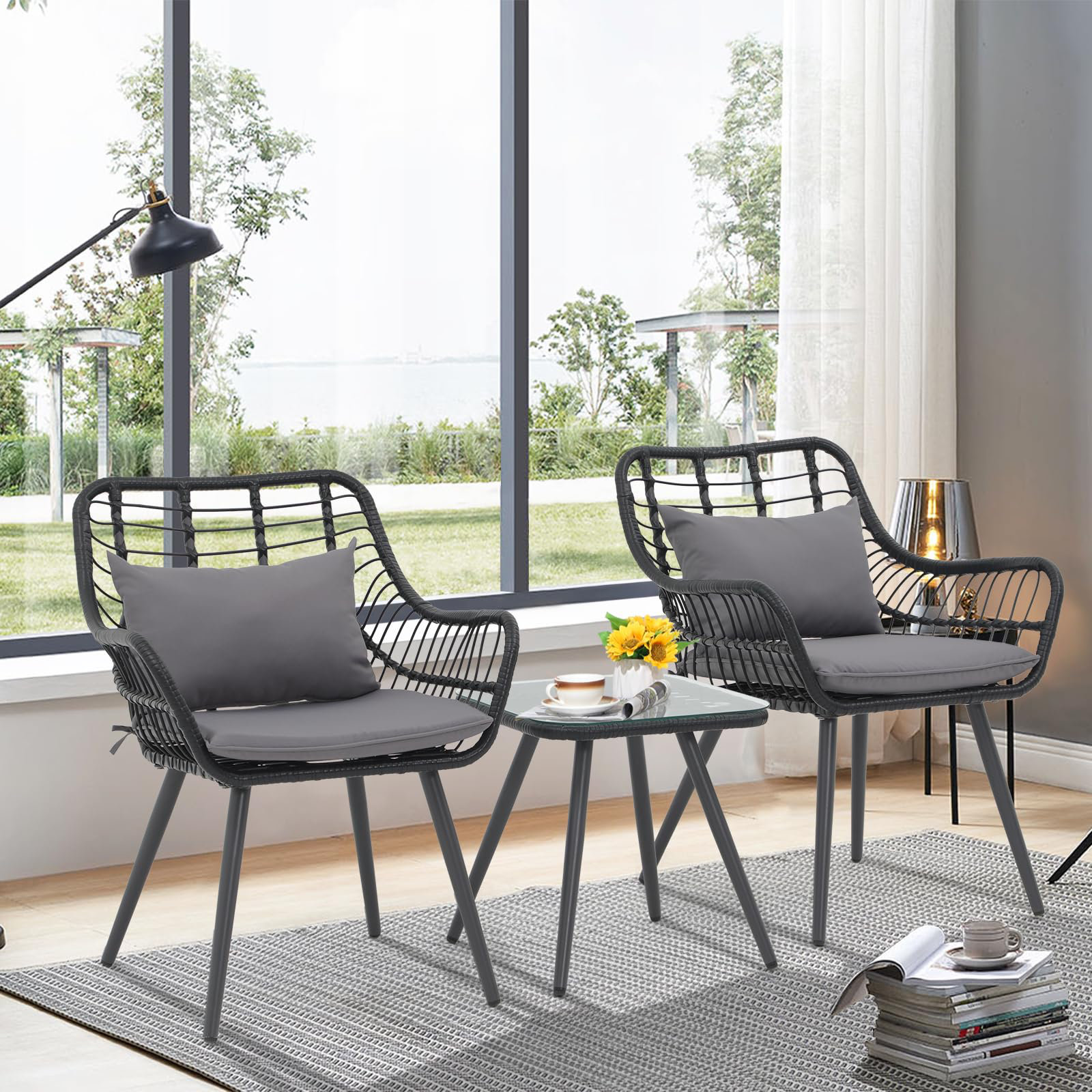 Ebern Designs 3 Piece Seating Group With Cushions | Wayfair