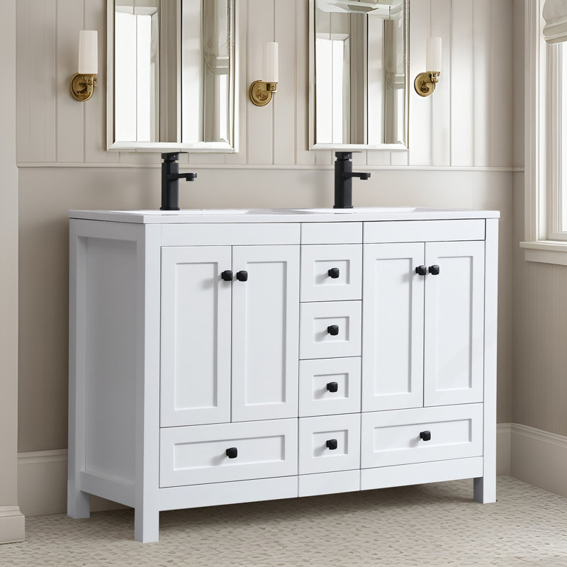 Lark Manor™ Wimer 48'' Double Sink Bathroom Vanity Set with Resin Top ...