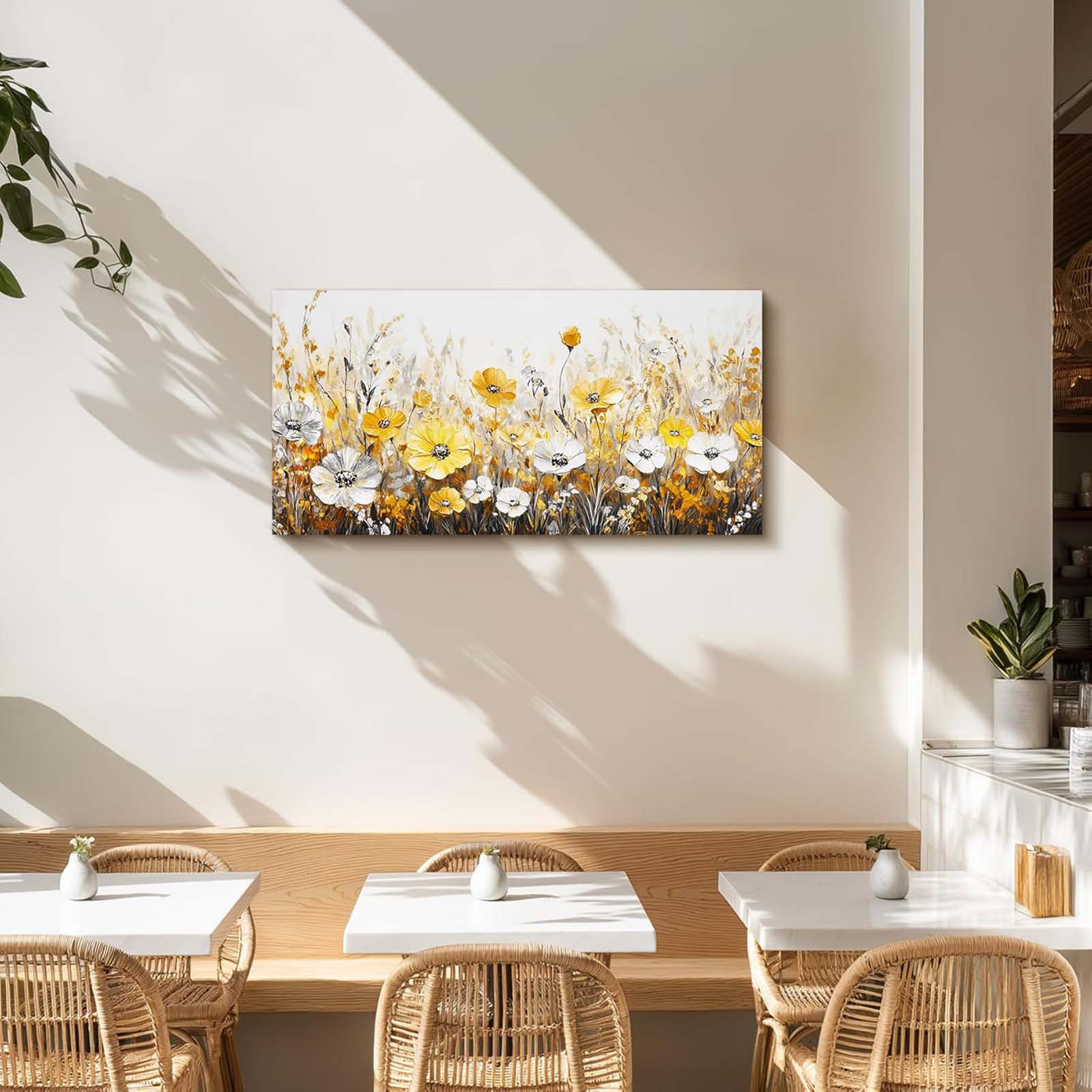 Mercer41 Wildflowers Large Wall Art, Modern Industrial Gold And Silver ...