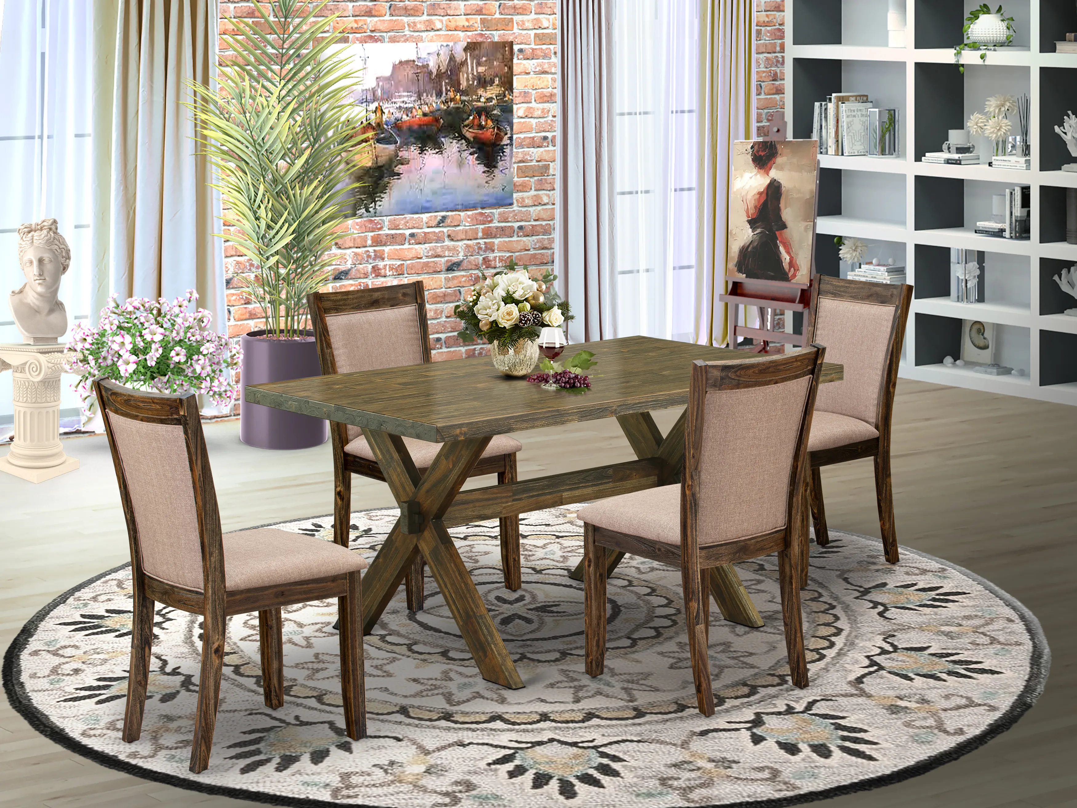 Gracie Oaks Ensemble de table moderne - une table de salle à manger et des chaises de salle à ...