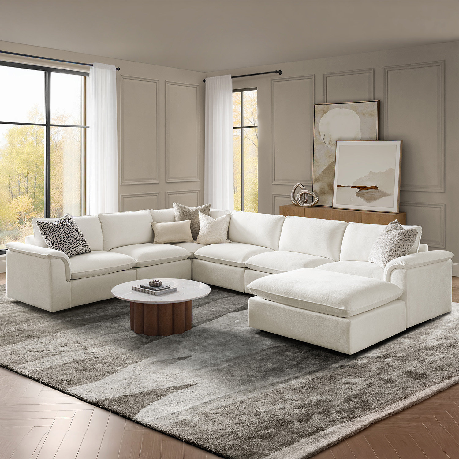 Ebern Designs Gosport 148"W Oversized L Shaped 10 Piece Modular Cloud ...