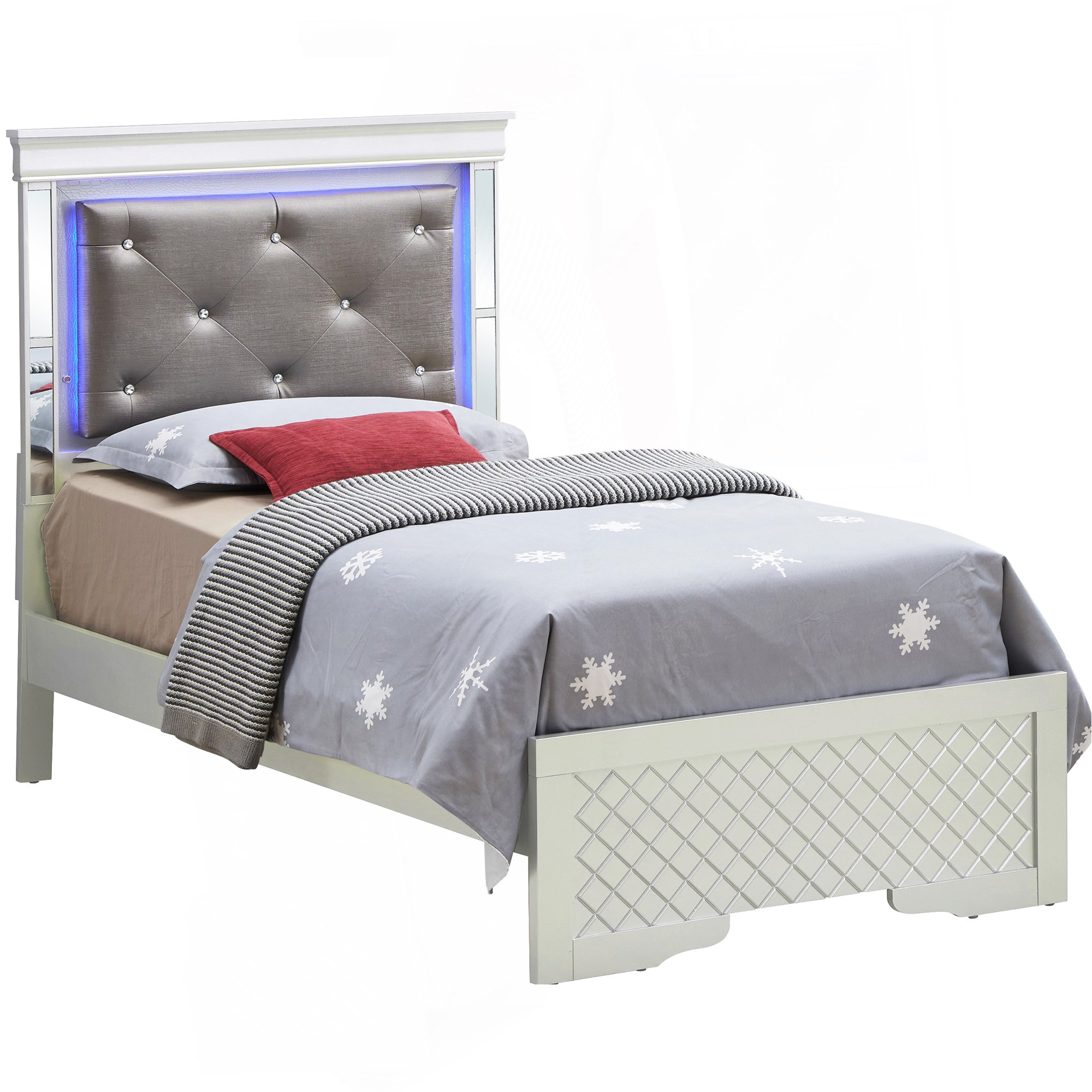 Orren Ellis Transitional Style Bed In Metallic | Wayfair
