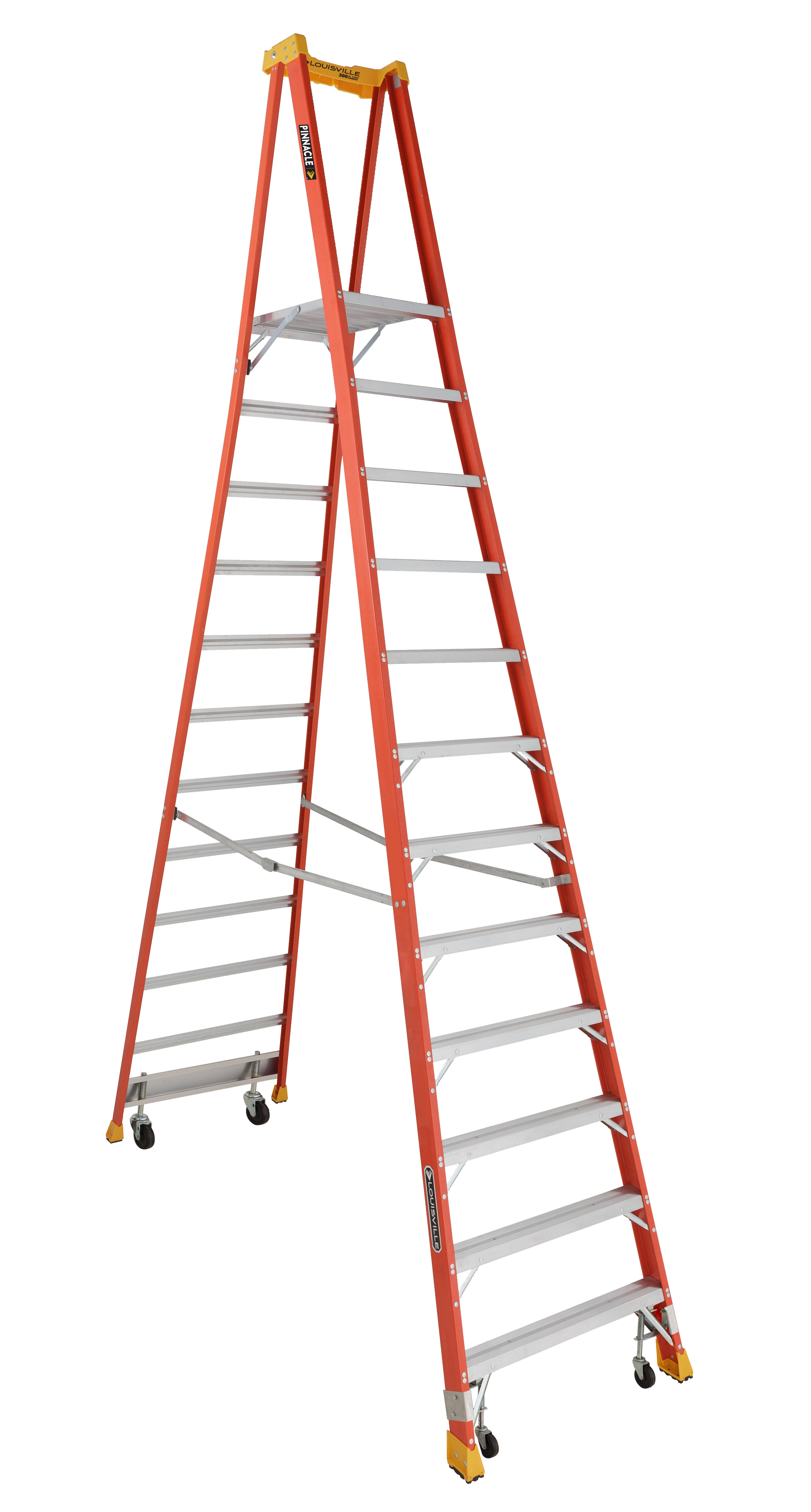 Louisville Ladder 12 ft. Fiberglass Pinnacle Platform Ladder with 300 ...