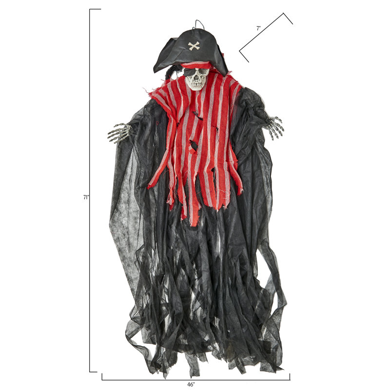 The Holiday Aisle® Hanging Pirate with Red Light & Voice | Wayfair