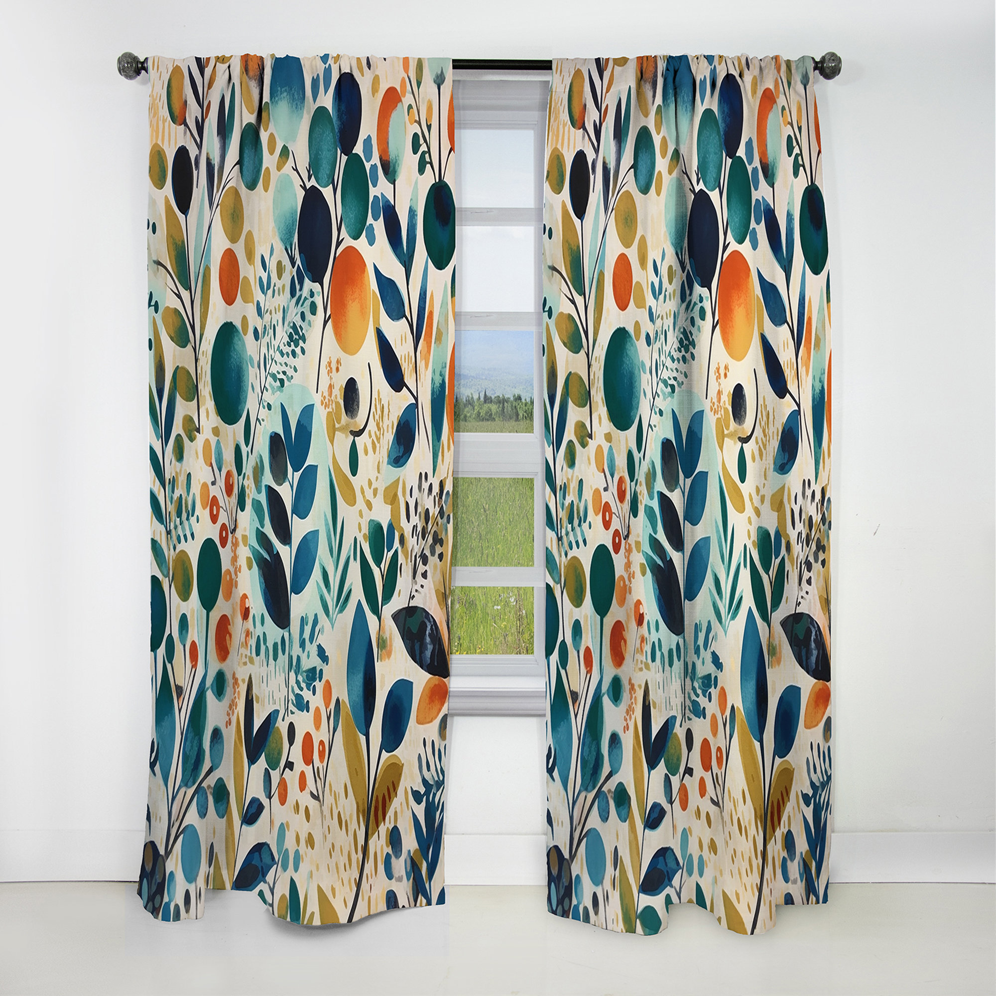 Dakota Fields Blue Ferns Symphony - Ferns Curtain - Blackout Floral ...