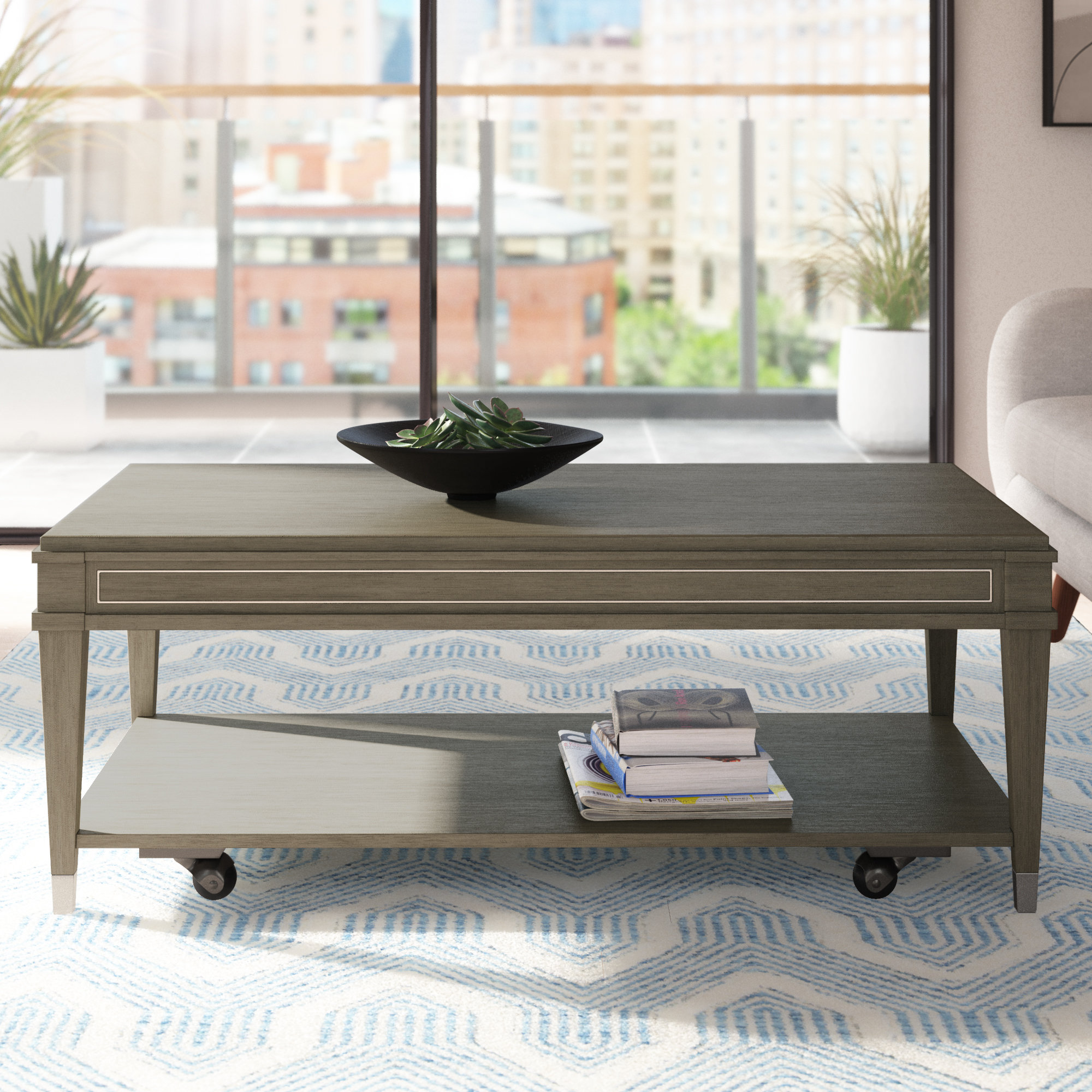 Wrought Studio™ Bondy Solid Wood Coffee Table with Storage | Wayfair