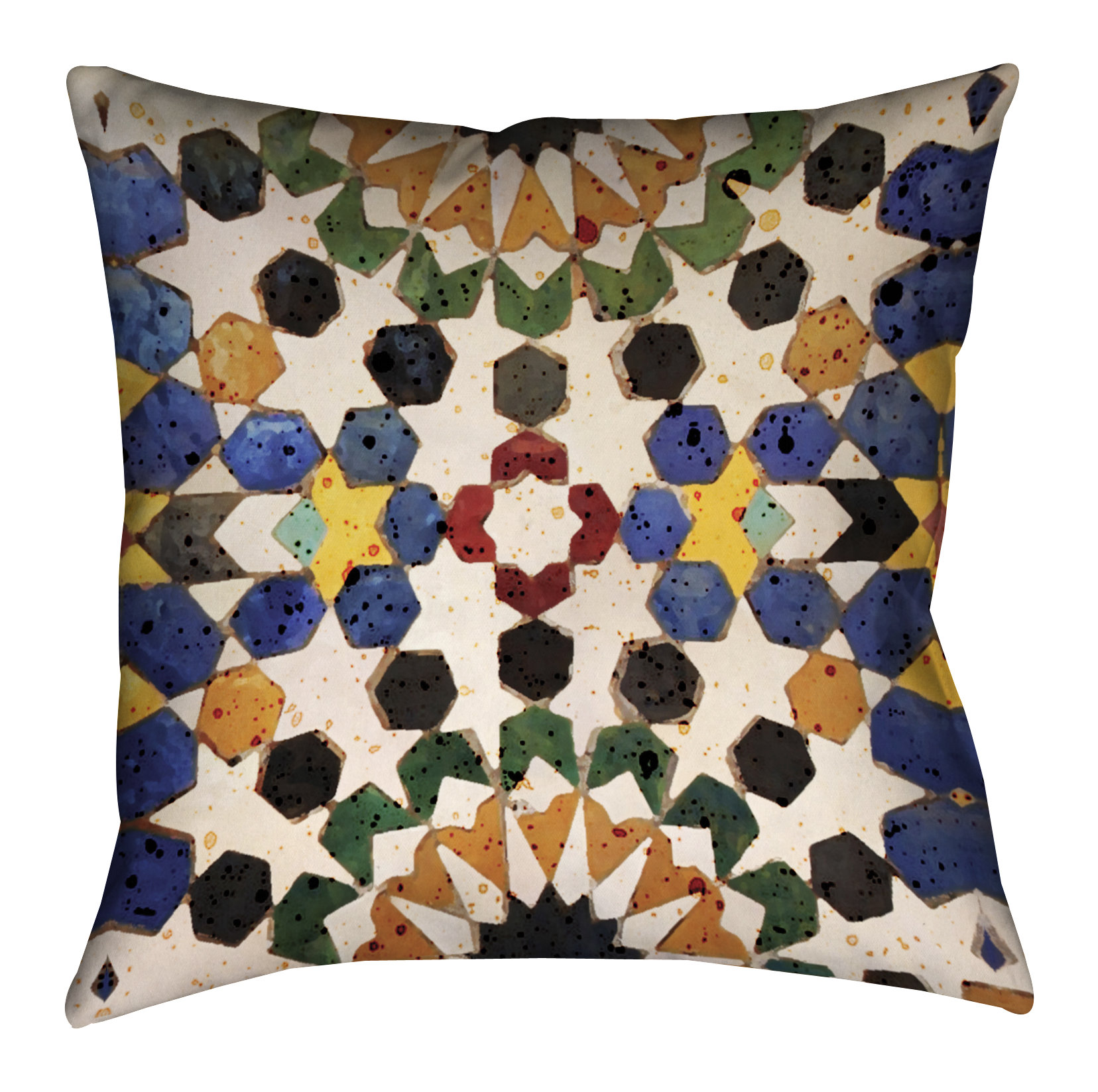 Laural Home Spanish Tile Spanish Tile Beige/Blue Outdoor Throw Pillow ...