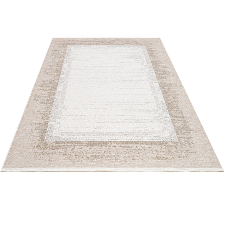 Ivy Bronx Jasmina Beige Framed Acrylic Machine Made Area Rug | Wayfair ...
