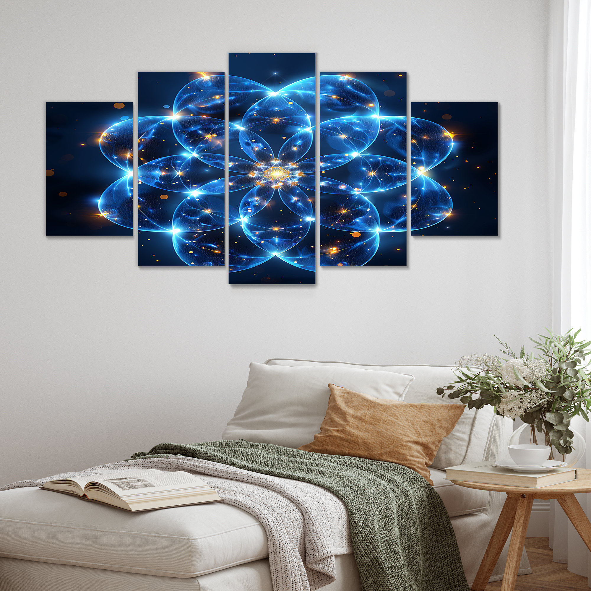 Design Art Galactic Symphony Radiant Cosmic Blue - Geometric Wall Art ...