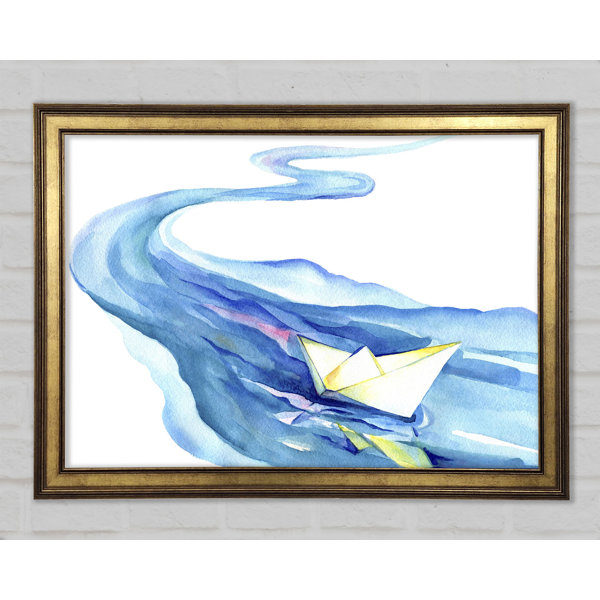 Longshore Tides Papierboot auf dem Fluss Gerahmter Druck | Wayfair.de