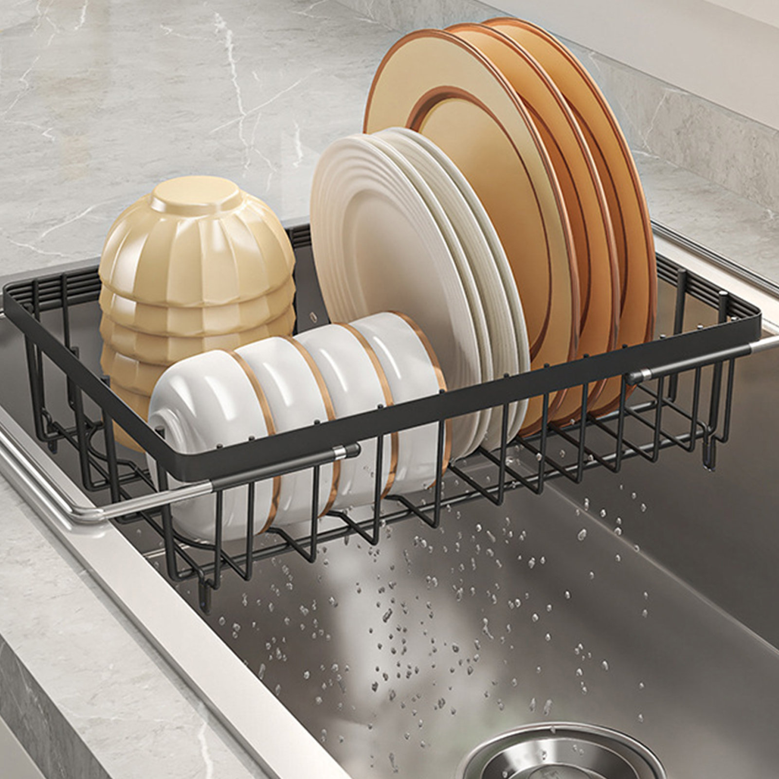 Rebrilliant Kitchen Dish Drainage Rack Retractable Stainless Steel ...