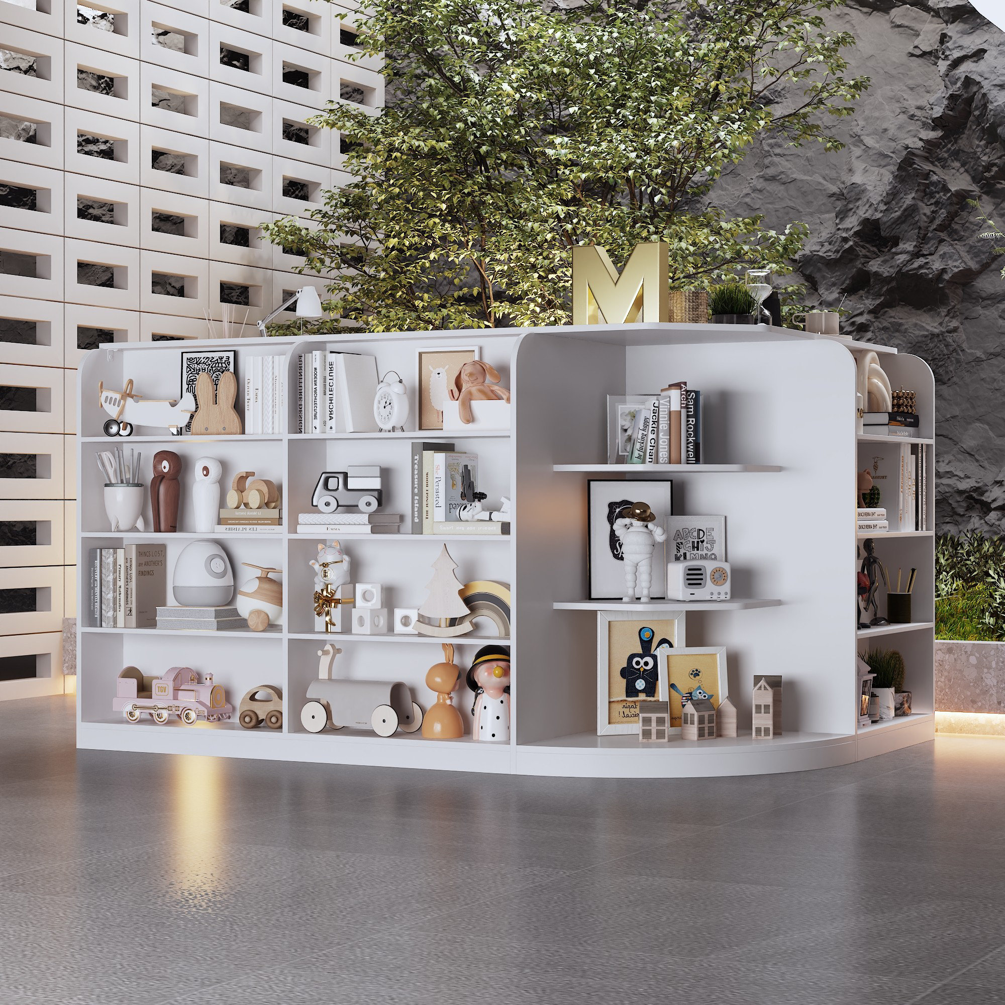 Ebern Designs Modern Reception Desk With Open Shelving - Ideal For ...