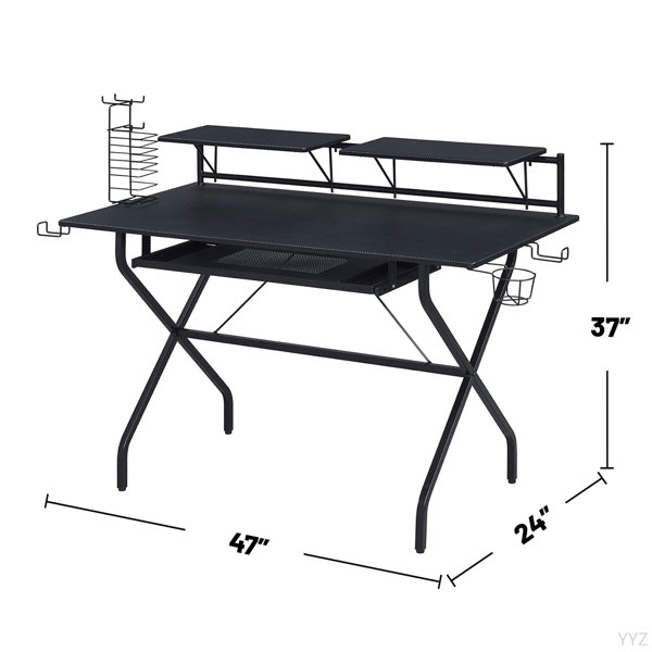 Wrought Studio Rectangular Computer Desk With Keyboard Tray, Black ...