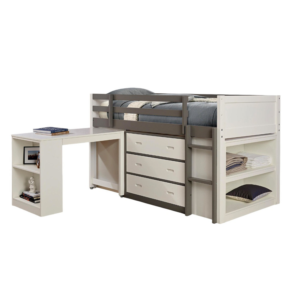 Corrigan Studio Contemporary Style Twin Bunk Bed Open Shelves Nesting ...