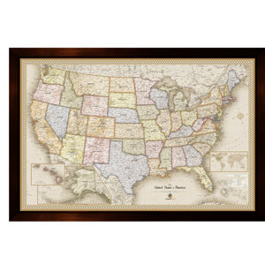 Home Magnetics Framed Magnetic Travel USA Map & Reviews | Wayfair