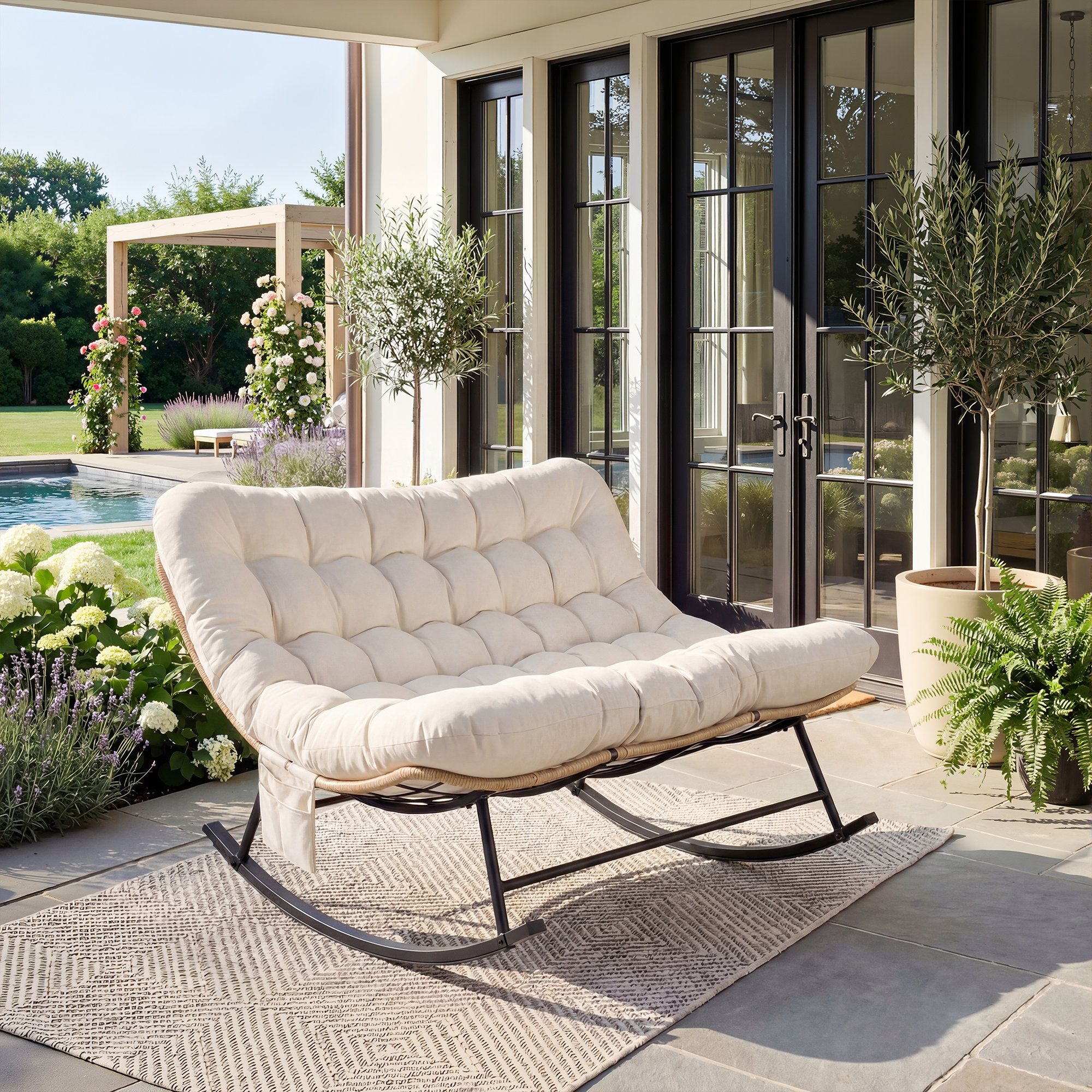 Latitude Run® Indoor/Outdoor Rocking Chair with Thick Cushion, Heavy ...