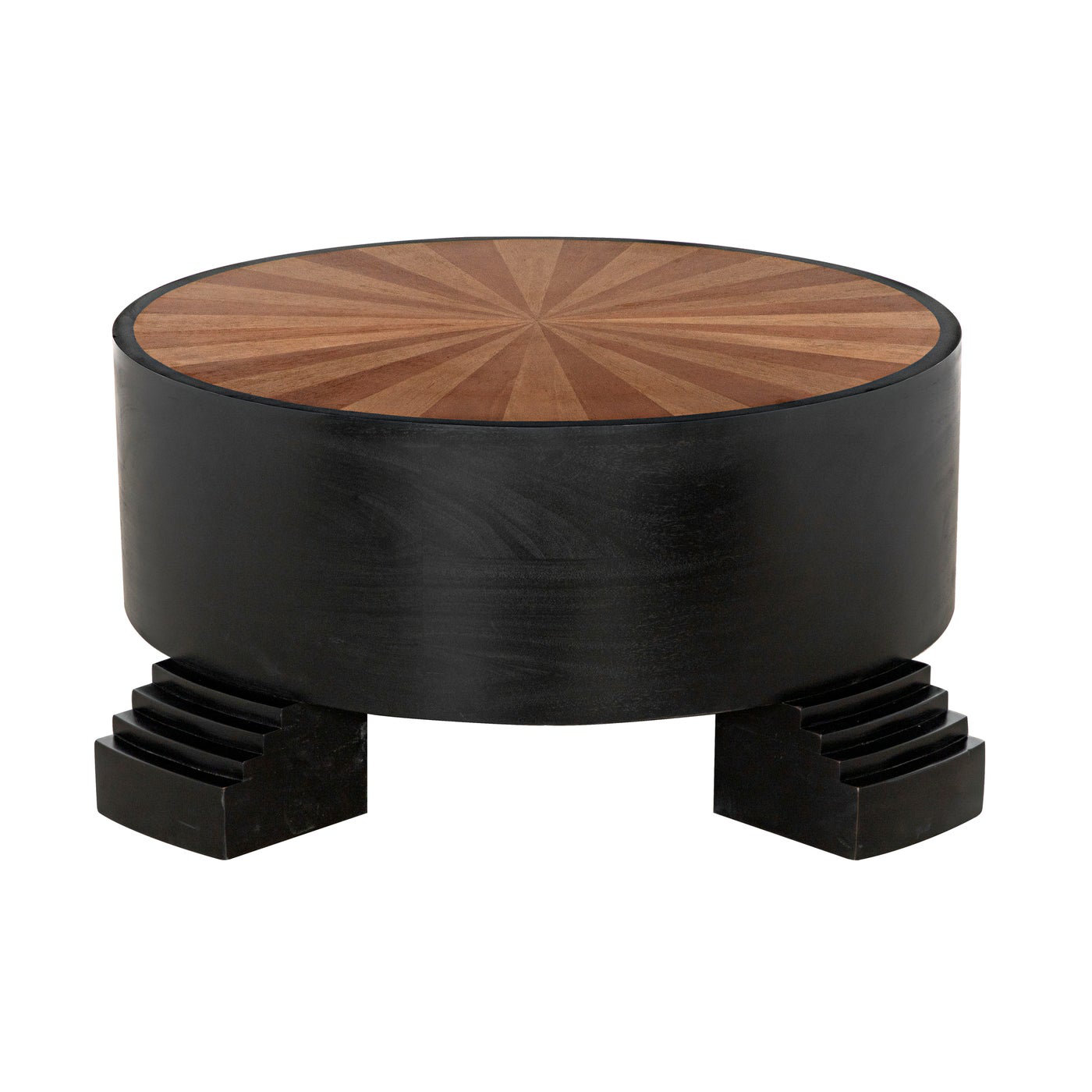 Noir Tambour Coffee Table, Hand Rubbed Black with Veneer Top | Perigold