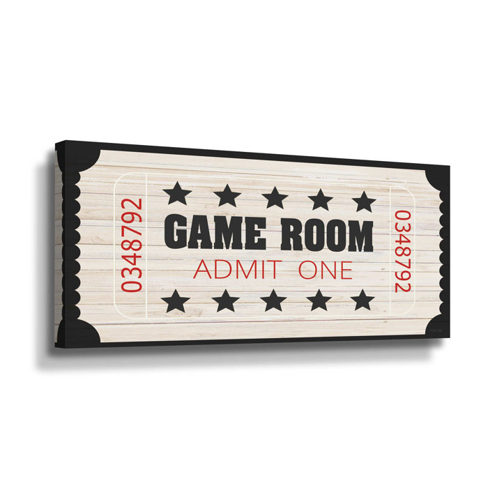 ArtWall Game Room Ticket Framed On Canvas Textual Art & Reviews | Wayfair
