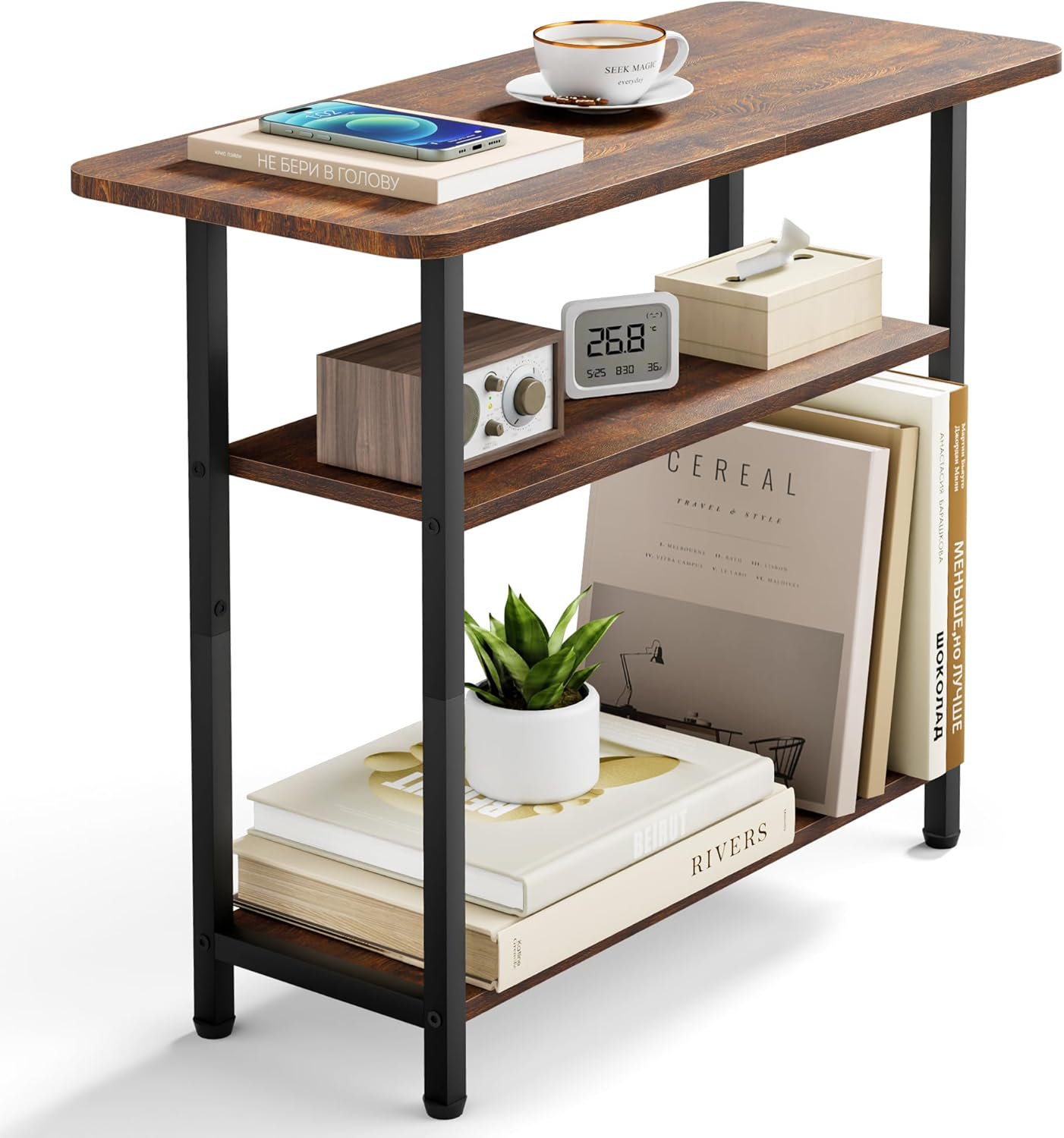 Latitude Run® 3-Tier End Table For Small Space With Wide Storage ...