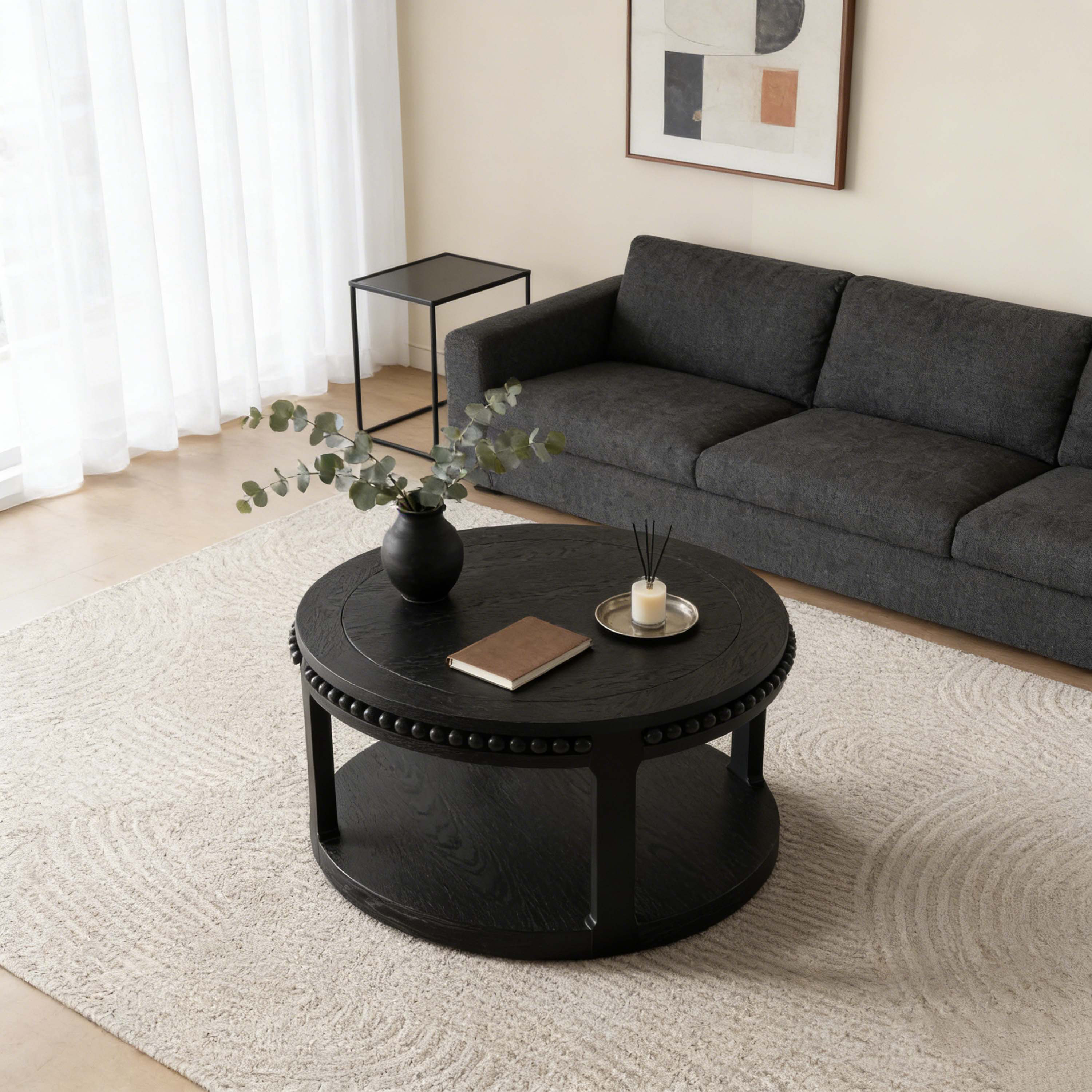 Ivy Bronx 31.5 Inch Solid Wood Round Coffee Table For Living Room,2 ...