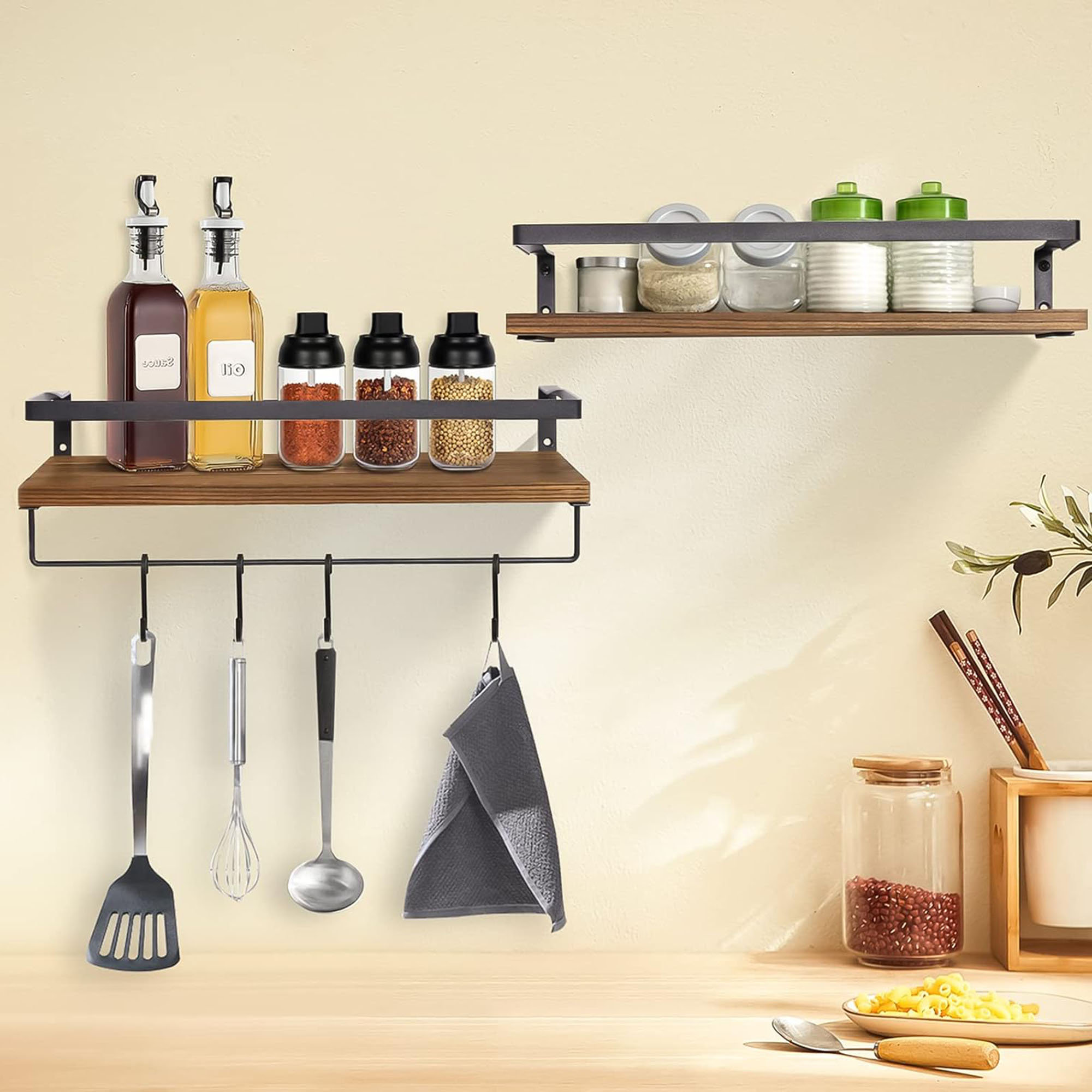 Borough Wharf Wall Mounted Shelf, Wooden Wall Shelves Racking Set of 2 ...