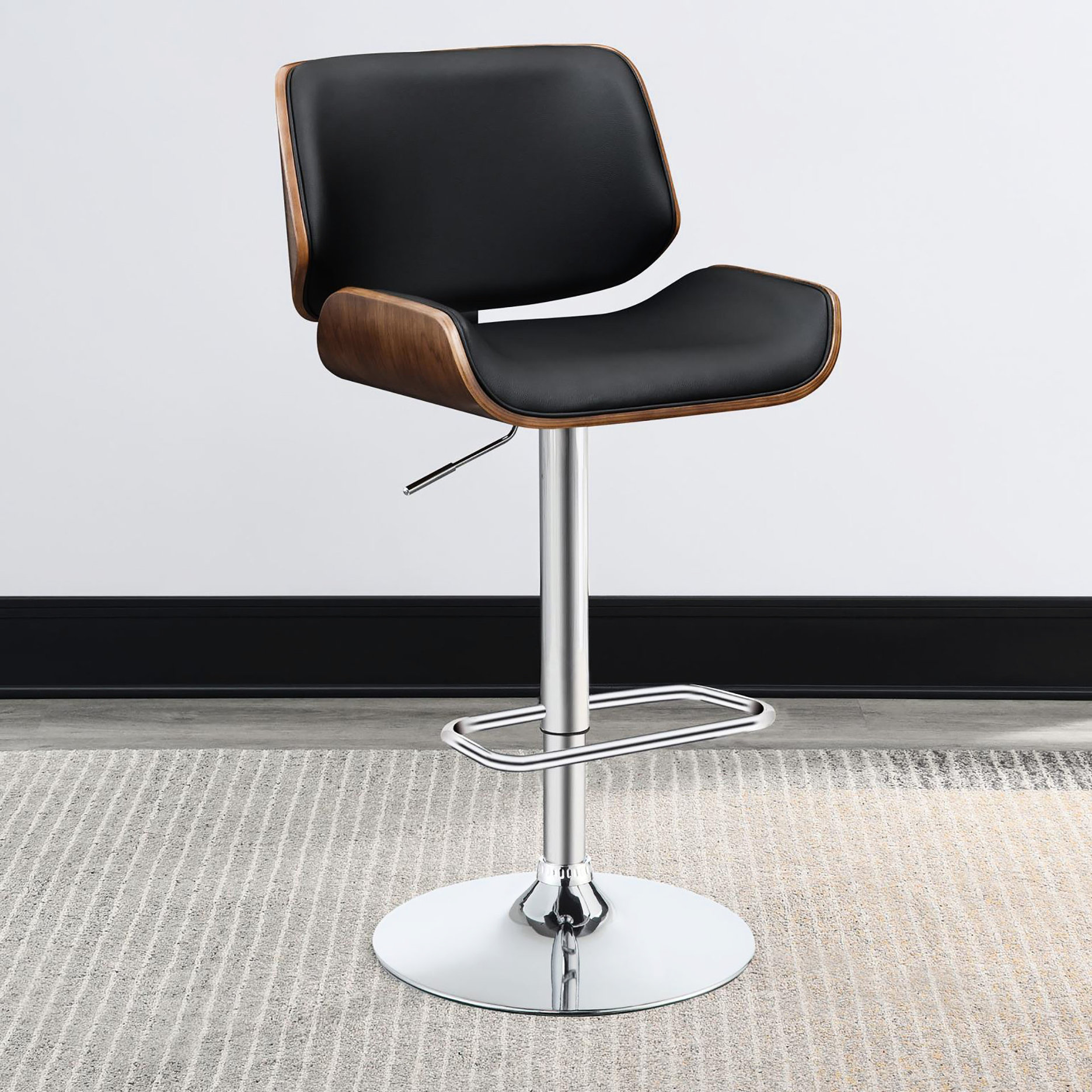 Latitude Run® Gas Lift Bar Chair In Black And - Curved Seat For ...