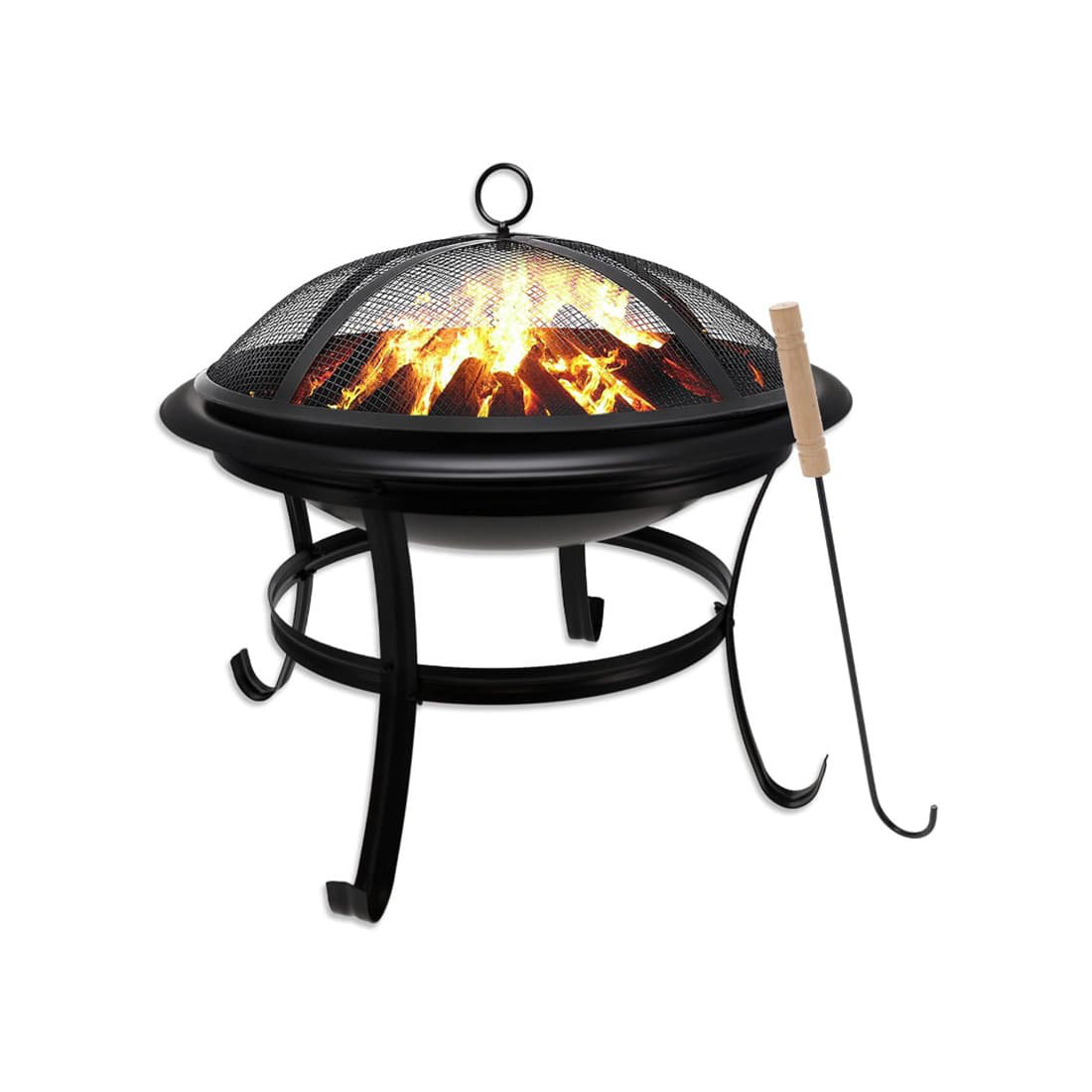 Winston Porter Wood Burning Fire Pit With Net Cover And Fire Picker ...
