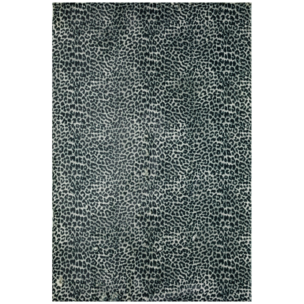 HomeRoots 3' X 5' Black and Gray Leopard Print Shag Handmade Non Skid ...